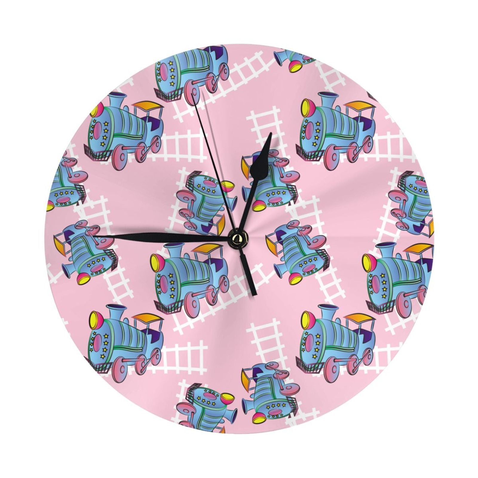 Wall Clock, cartoon Trains Pattern Wall Clocks Battery Operated Silent ...