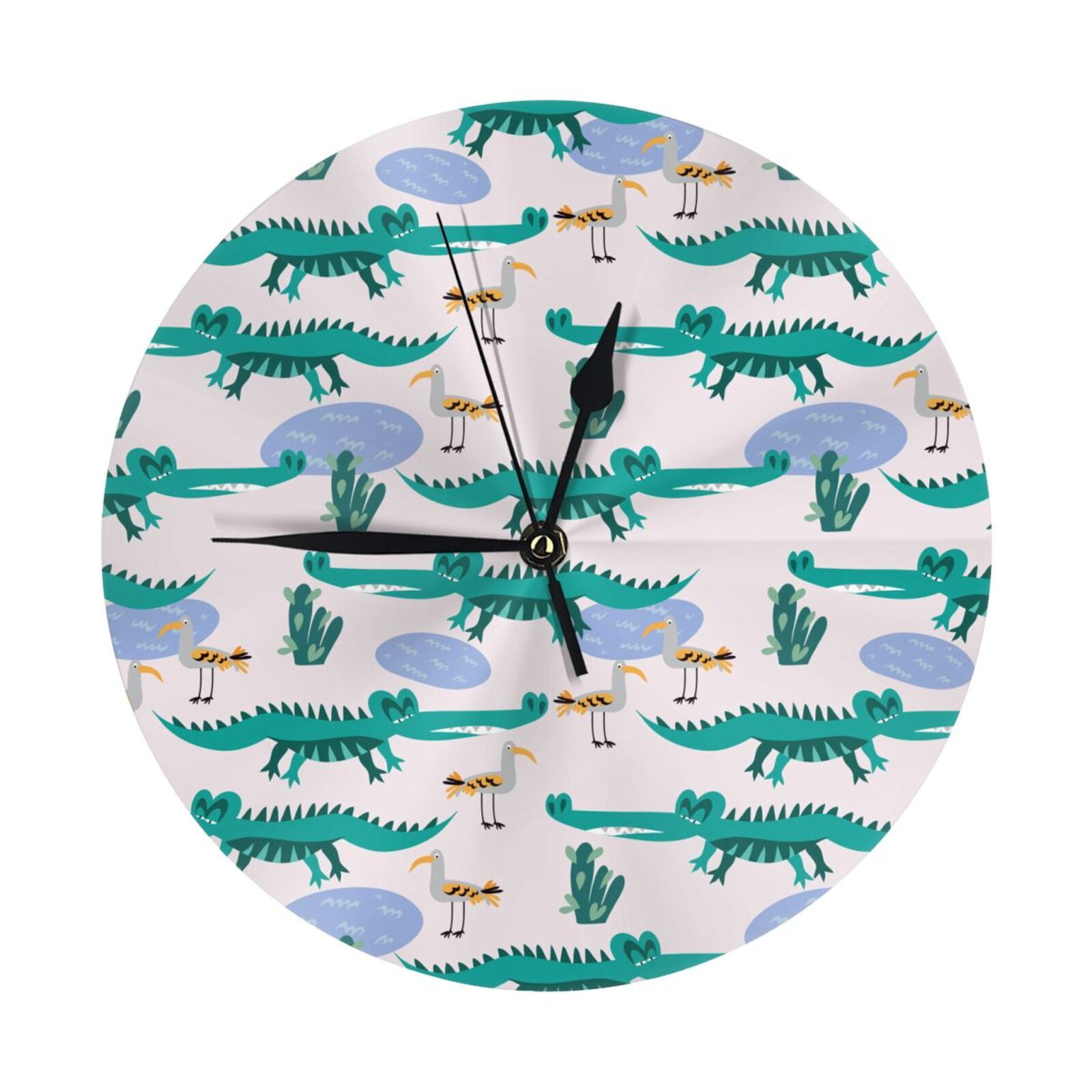Wall Clock cartoon crocodile Wall Clocks Battery Operated, Modern Wall ...