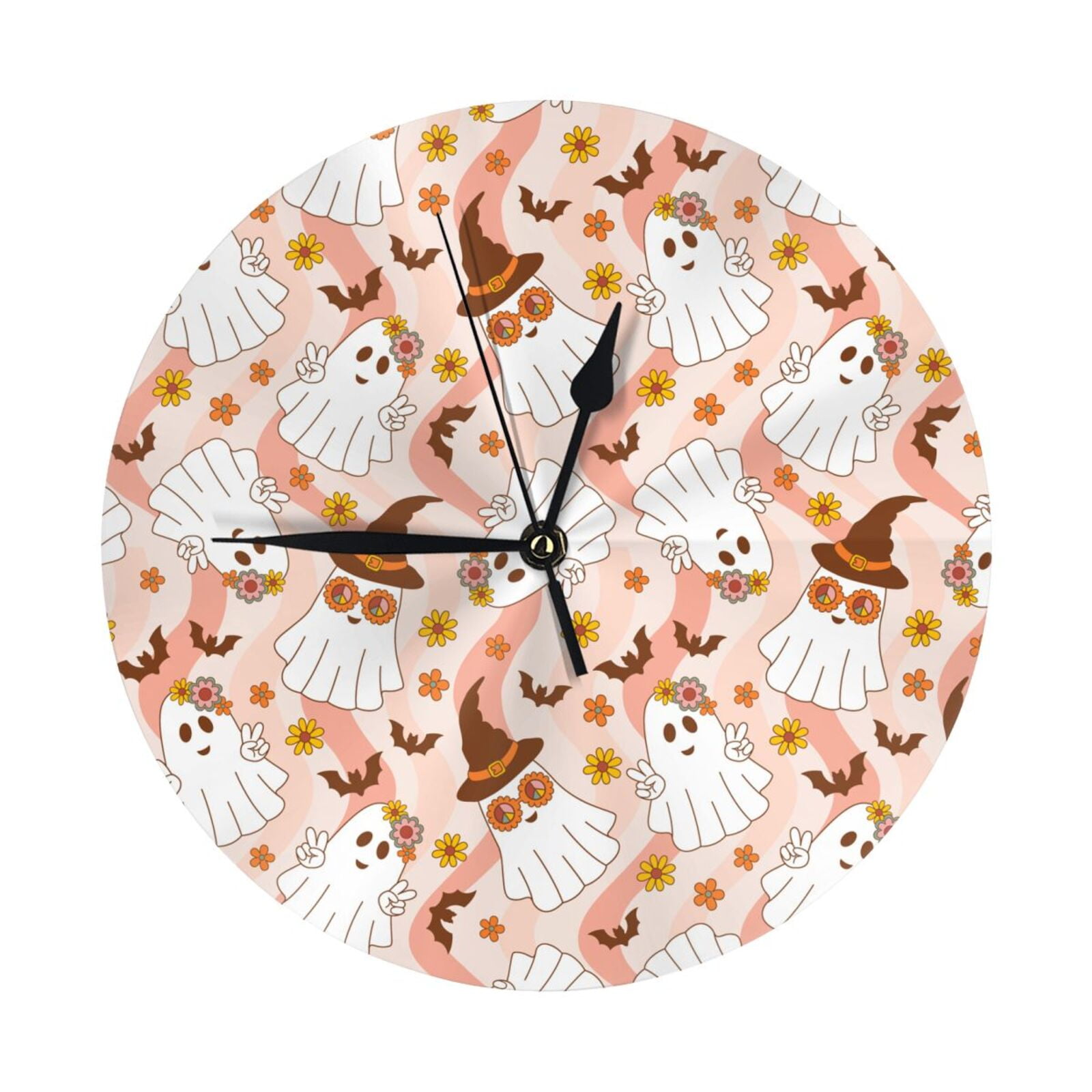 Wall Clock, cartoon cute ghost halloween Wall Clocks Battery Operated ...