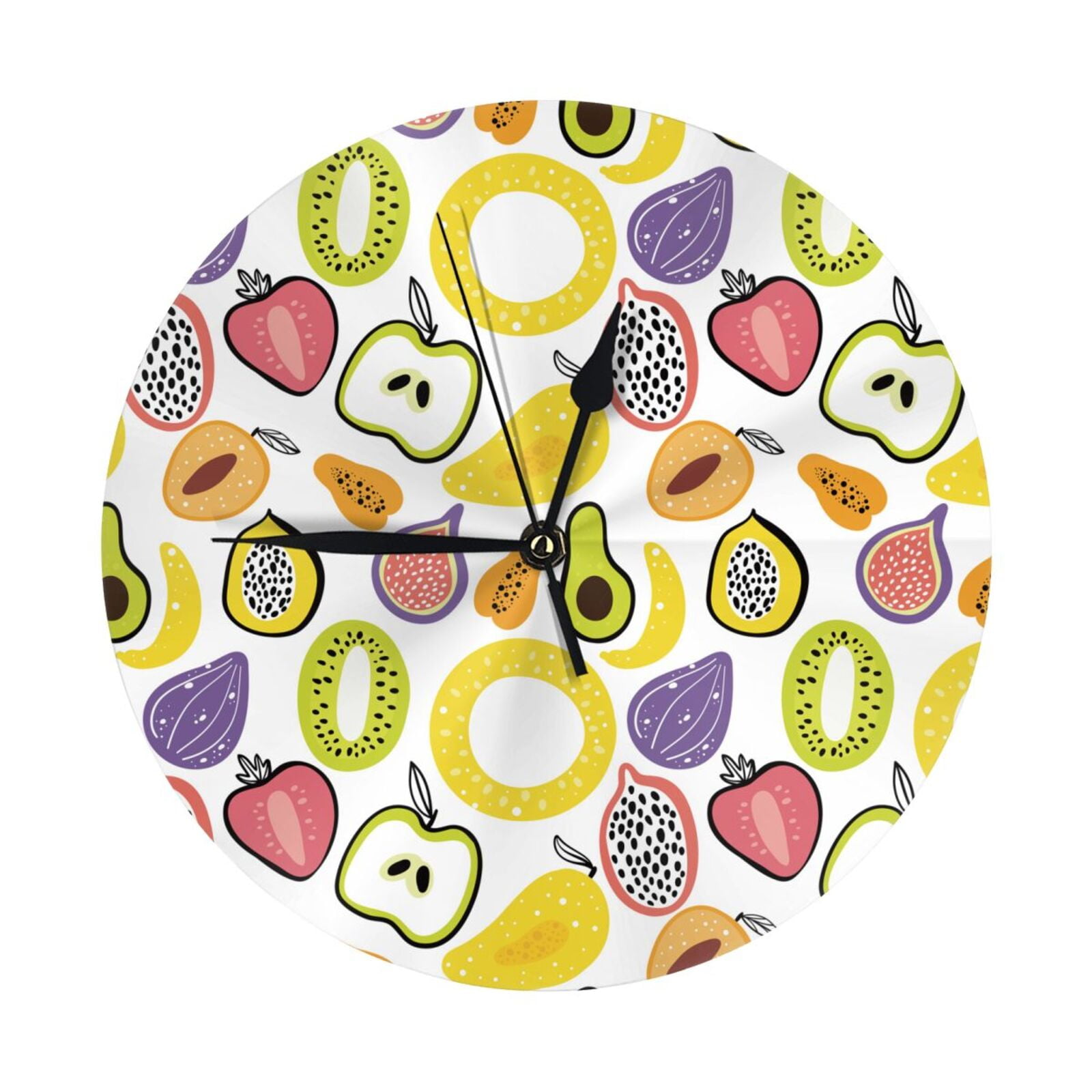 Wall Clock, cartoon fruit colorful Wall Clocks Battery Operated Silent ...