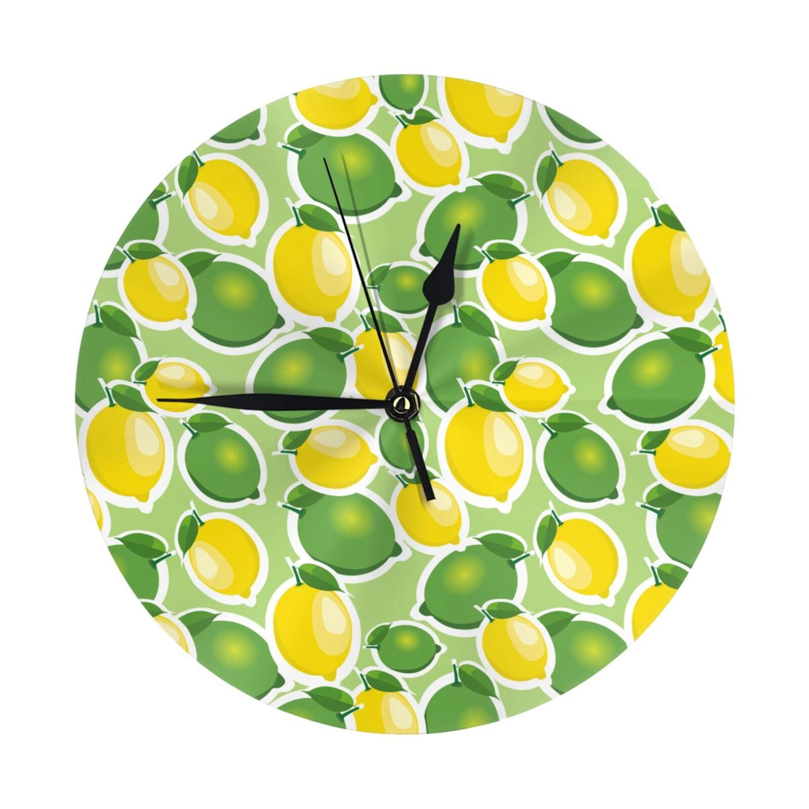 Wall Clock cartoon green yellow Lemon Wall Clocks Battery Operated ...