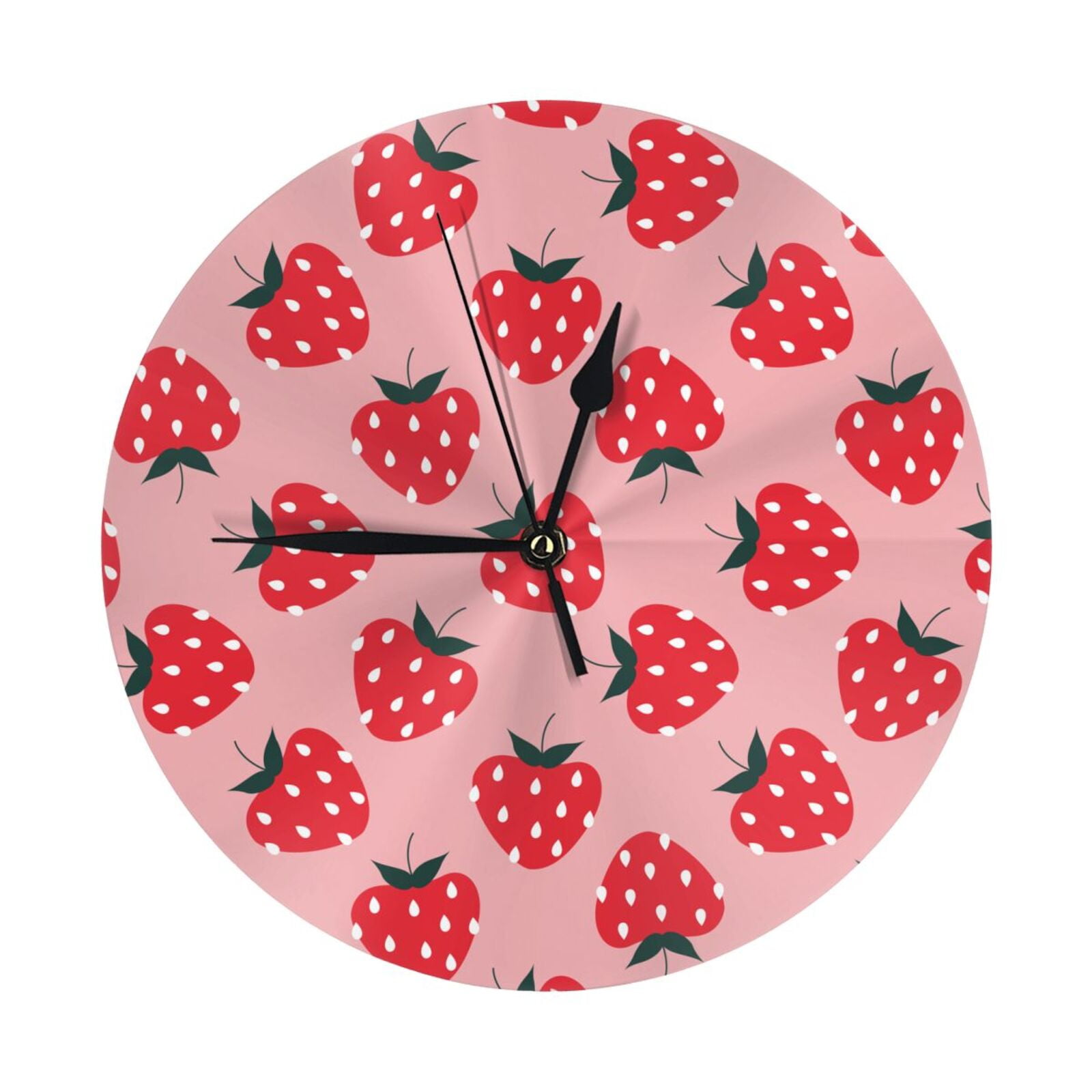 Wall Clock, cartoon strawberries print Wall Clocks Battery Operated ...