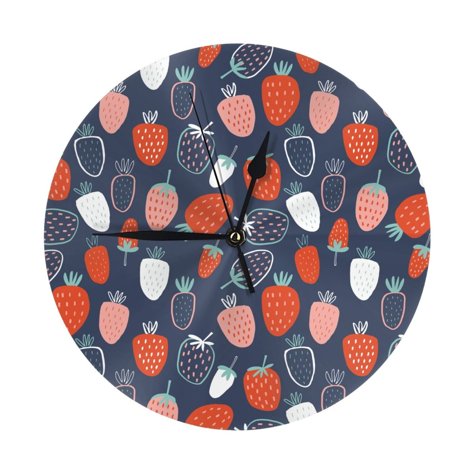 Wall Clock cartoon strawberry Wall Clocks Battery Operated, Modern Wall ...