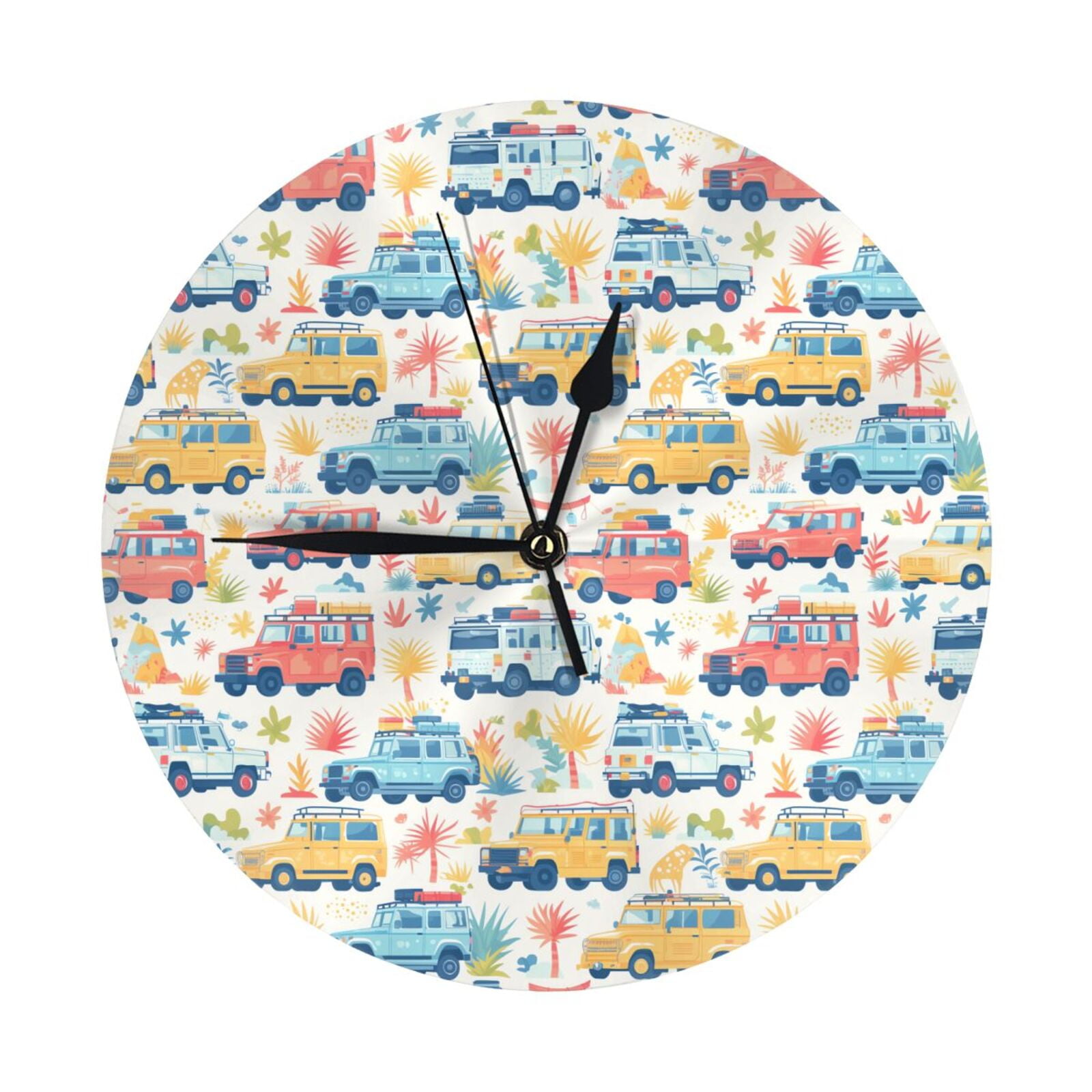Wall Clock cartoon travel RV SUV Wall Clocks Battery Operated, Modern ...