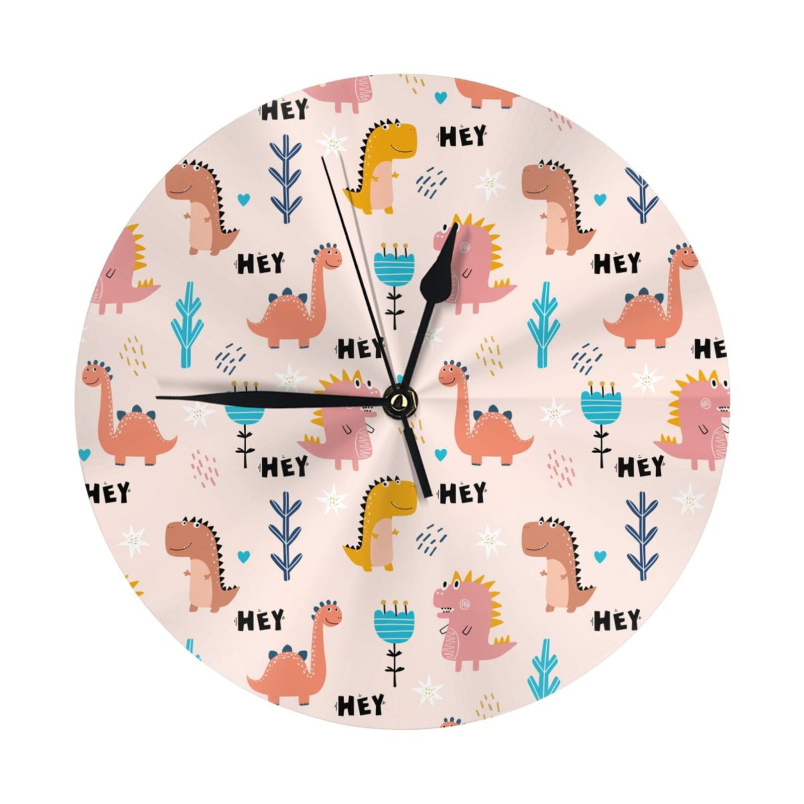 Wall Clock, colorful Dinosaur cute Wall Clocks Battery Operated Silent ...