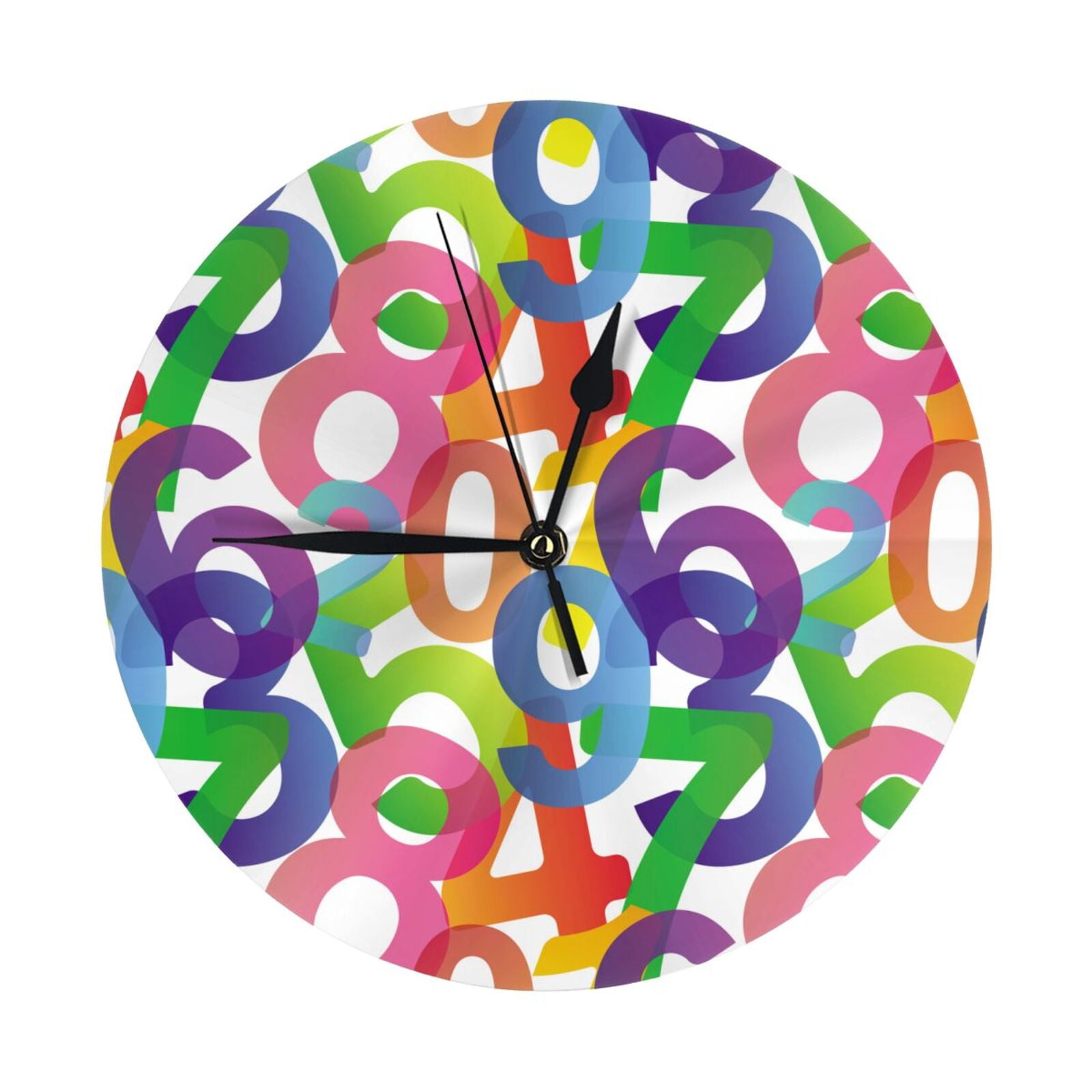Wall Clock, colorful Math number Wall Clocks Battery Operated Silent ...