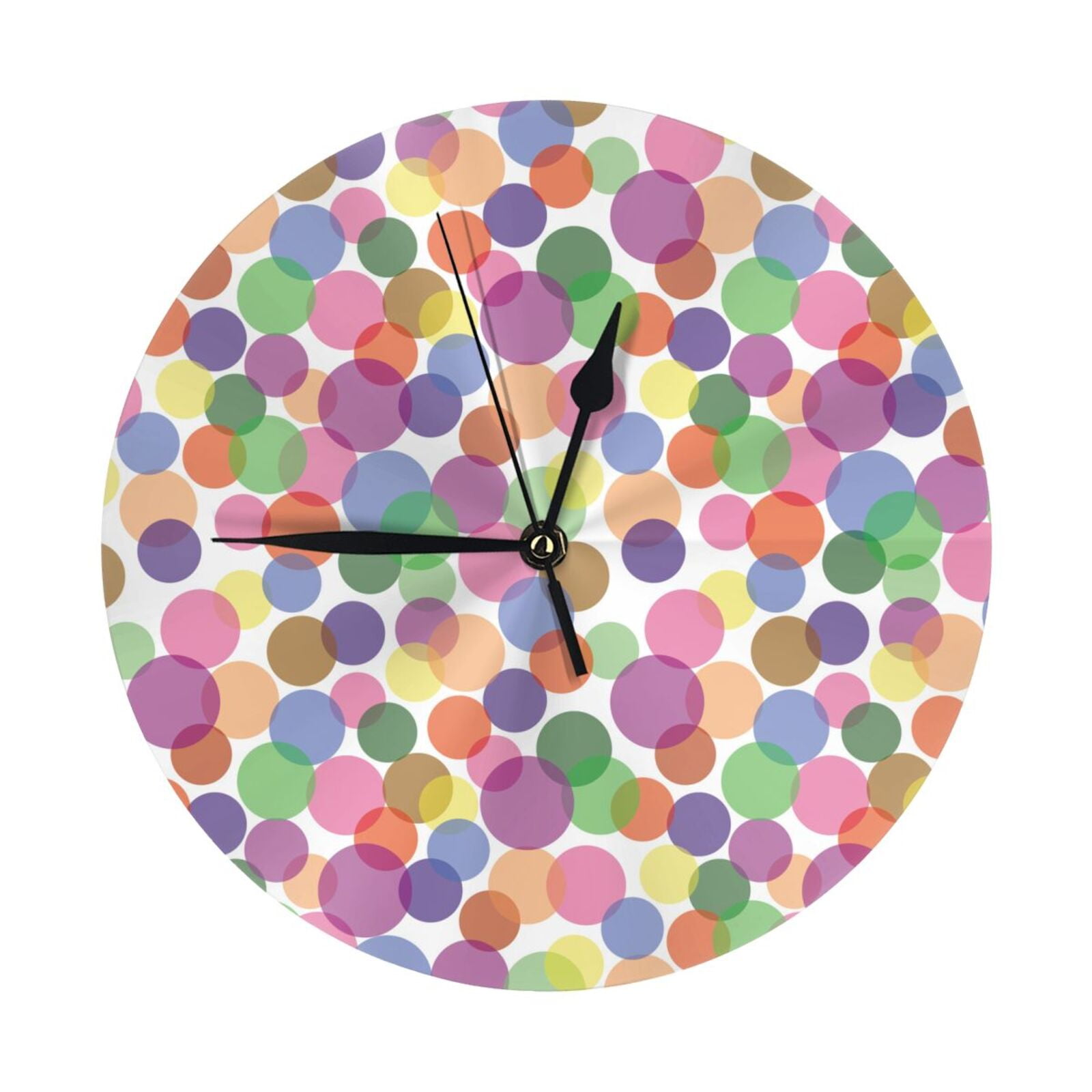 Wall Clock, colorful Polka dot cute Wall Clocks Battery Operated Silent ...