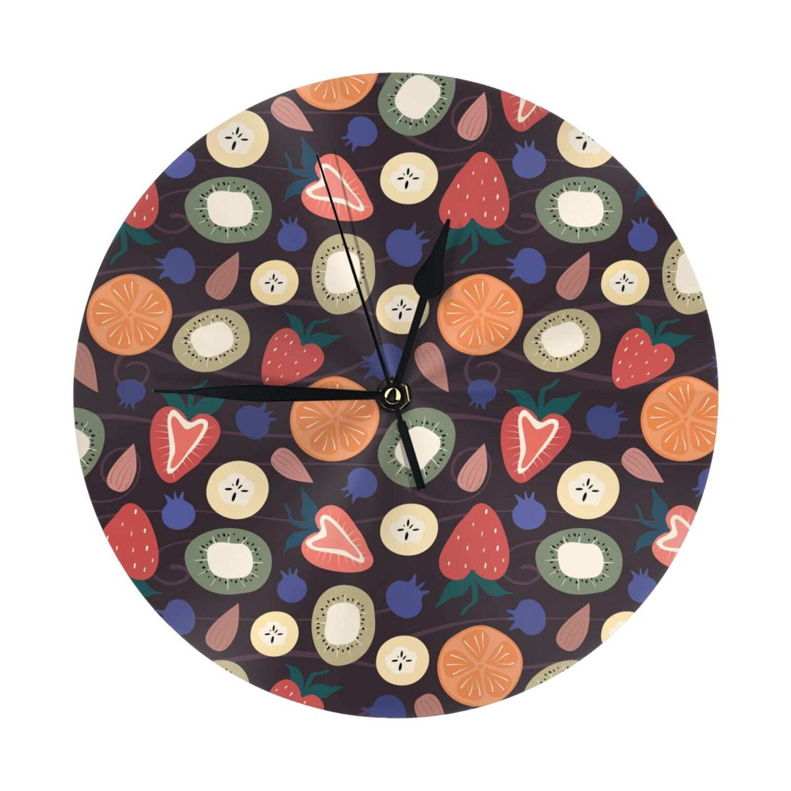 Wall Clock colorful cartoon fruits pattern Wall Clocks Battery Operated ...