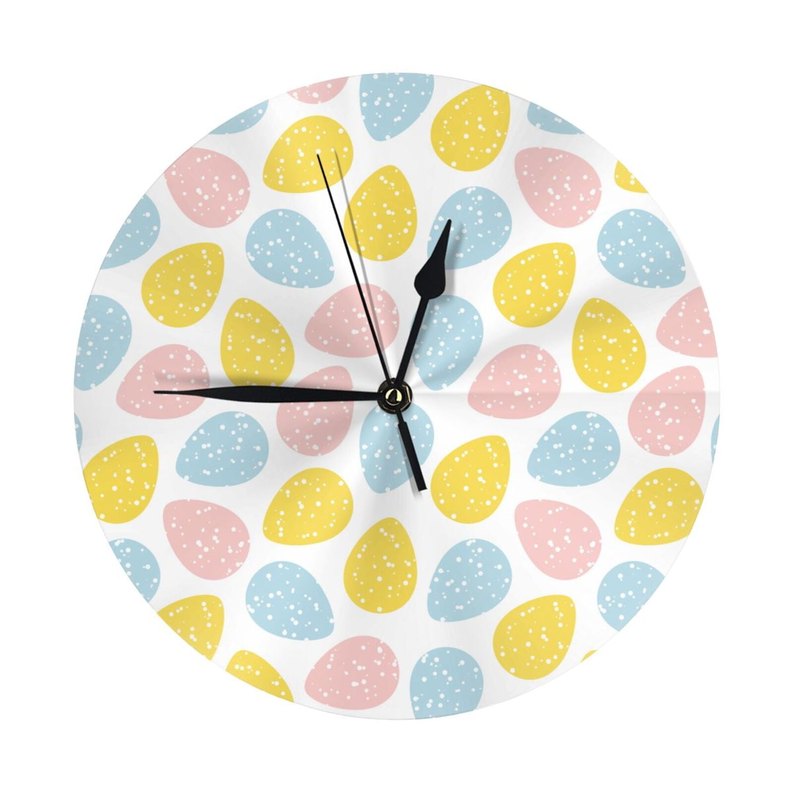Wall Clock, colorful eggs print Wall Clocks Battery Operated Silent ...