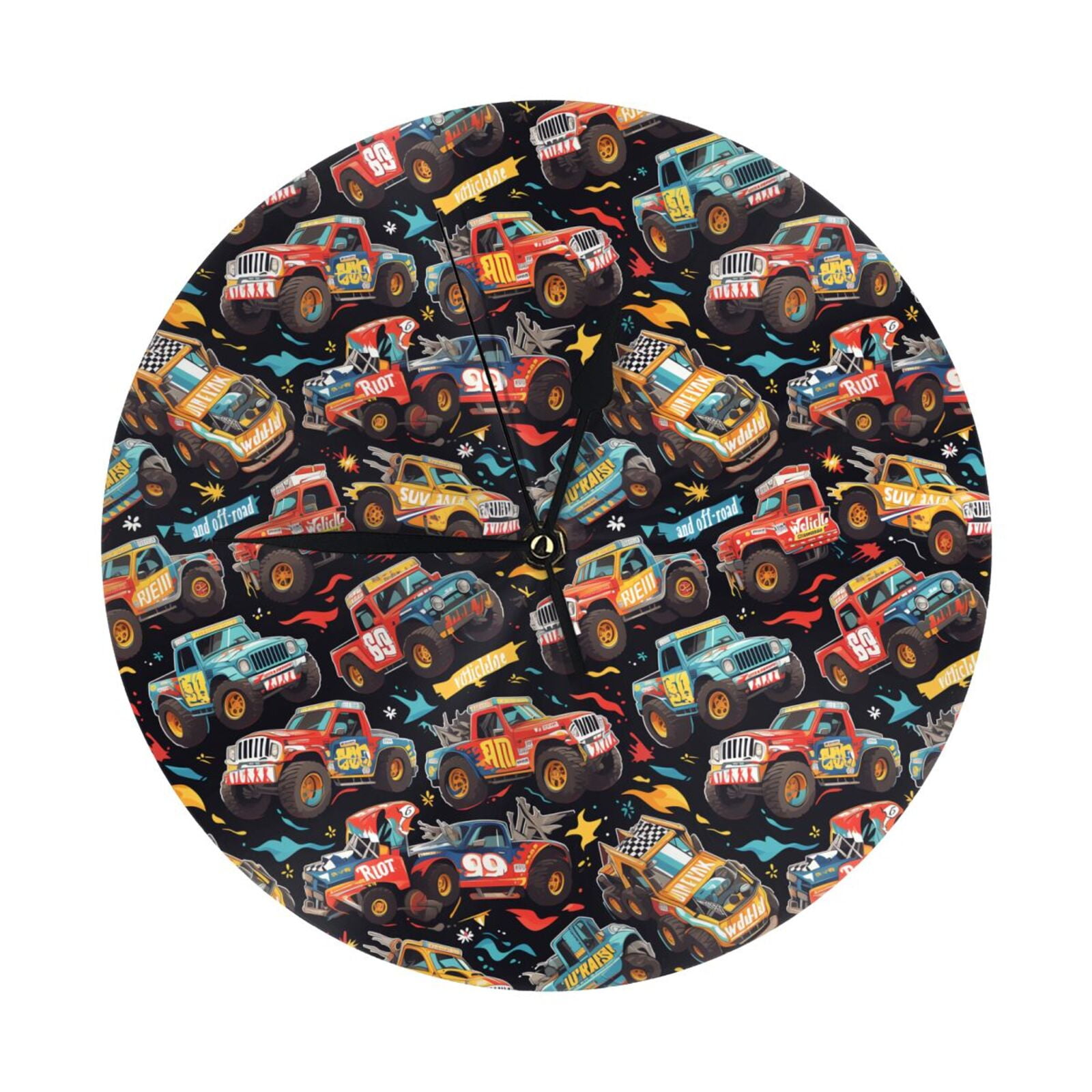 Wall Clock colorful off road racing Wall Clocks Battery Operated ...