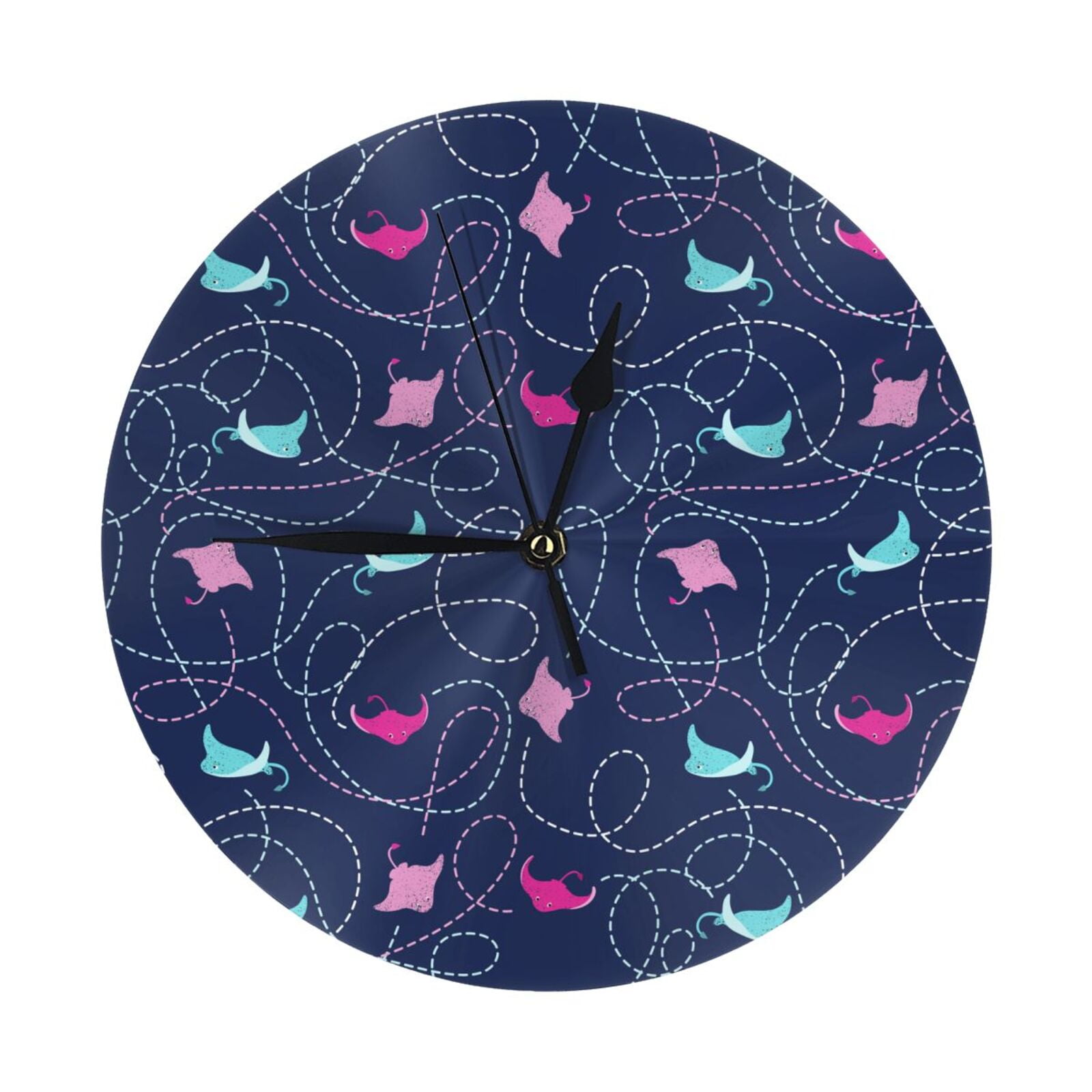 Wall Clock, colorful stingray dotted line cute Wall Clocks Battery ...