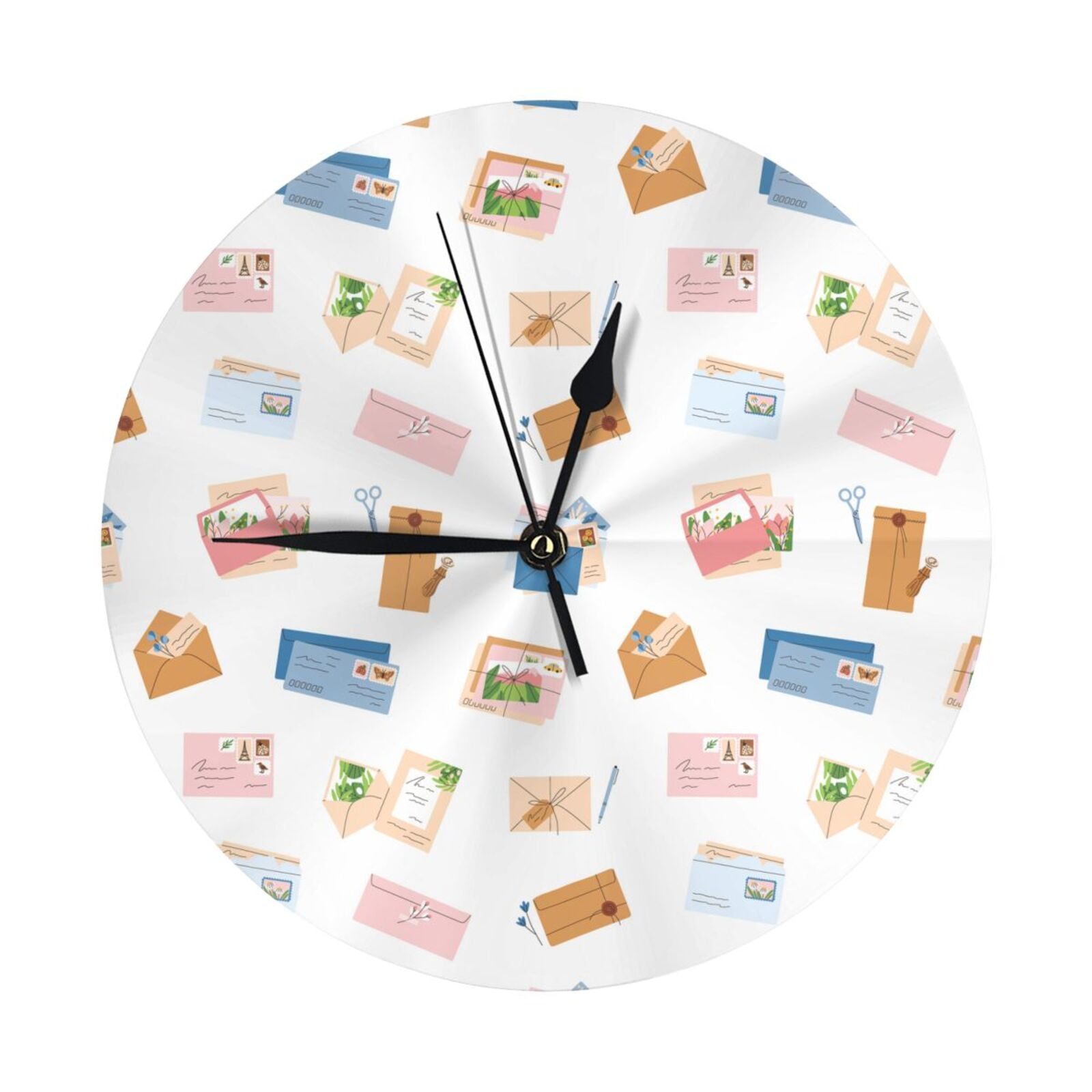 Wall Clock, colors envelope Pattern Wall Clocks Battery Operated Silent ...