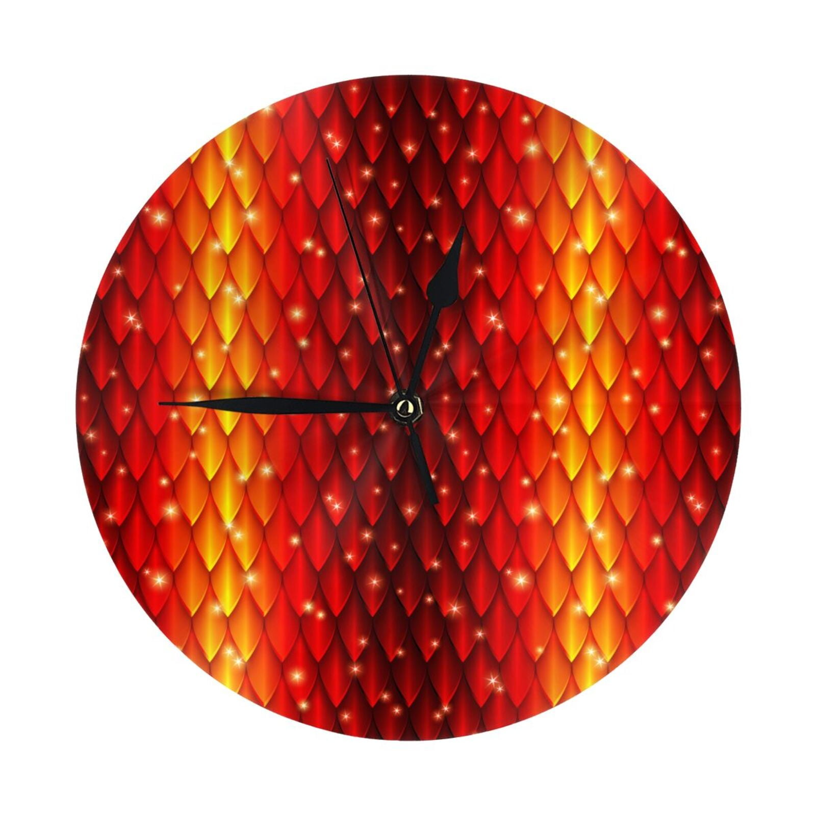 Wall Clock, cool Red Dragon Skin scale Wall Clocks Battery Operated ...