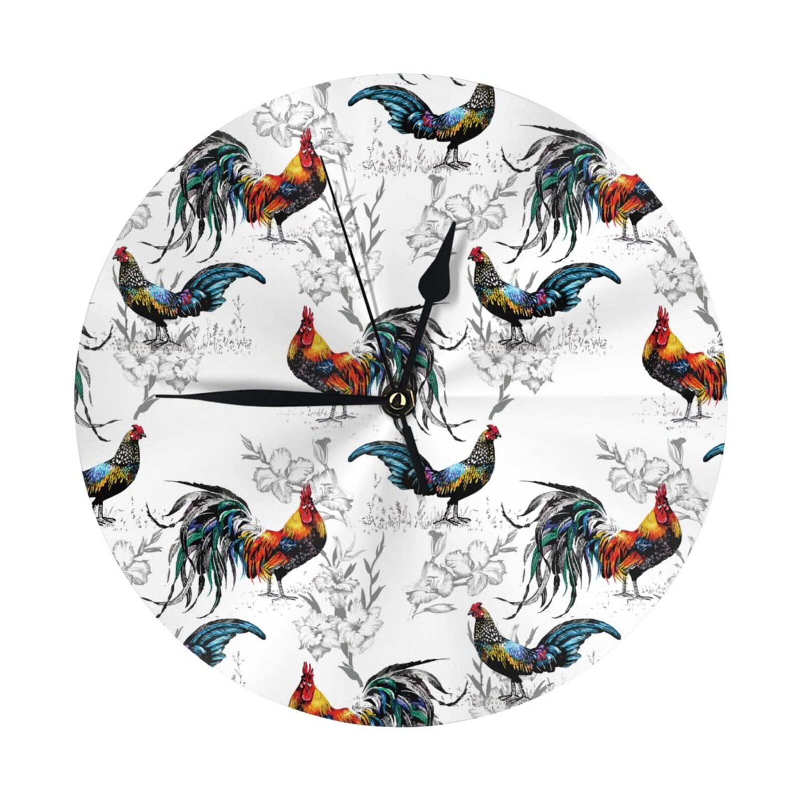 Wall Clock, cool chicken Wall Clocks Battery Operated Silent Kitchen ...