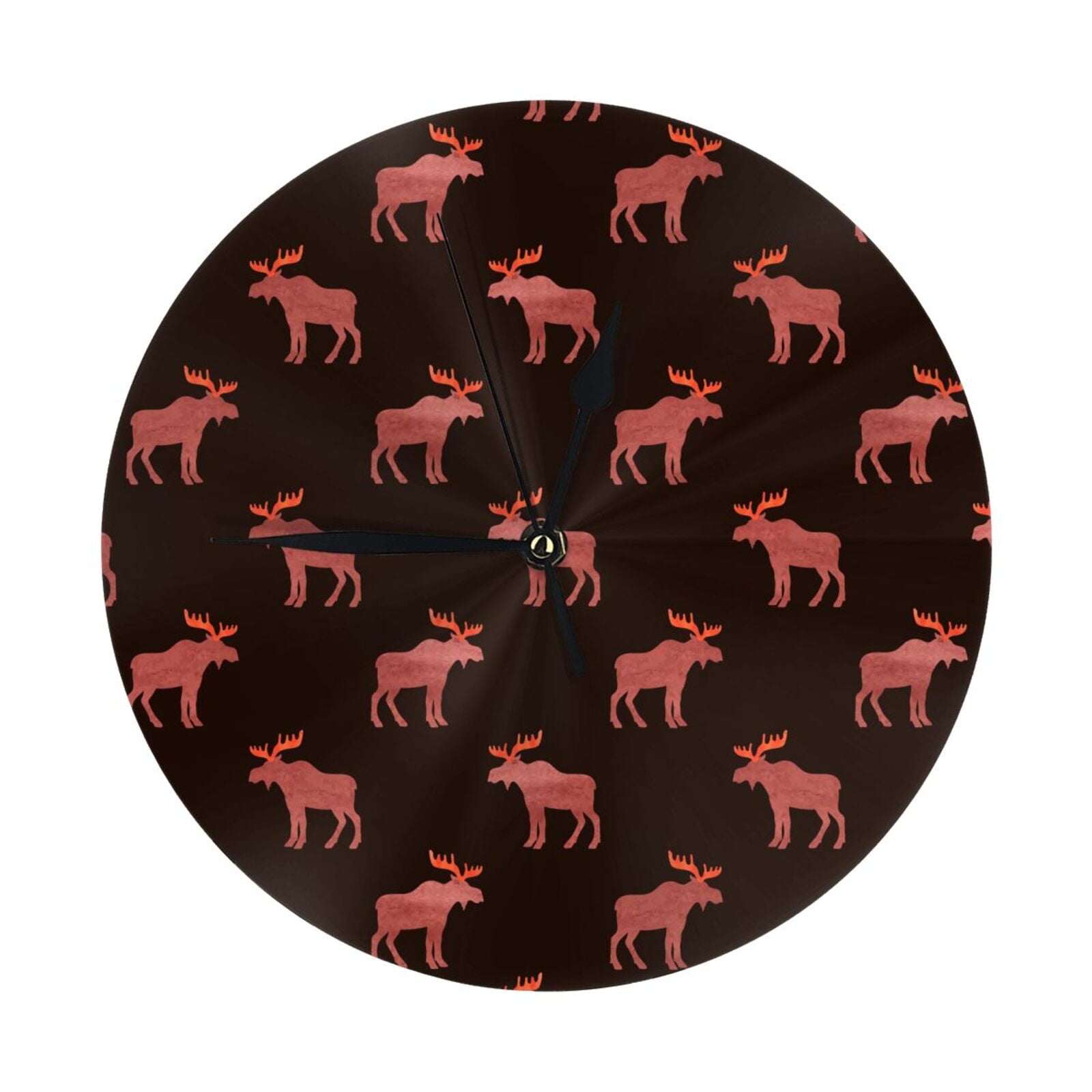 Wall Clock - cool elk moose vintage black 9.8 Inch Silent Non Ticking Modern Round Wall Clocks ...