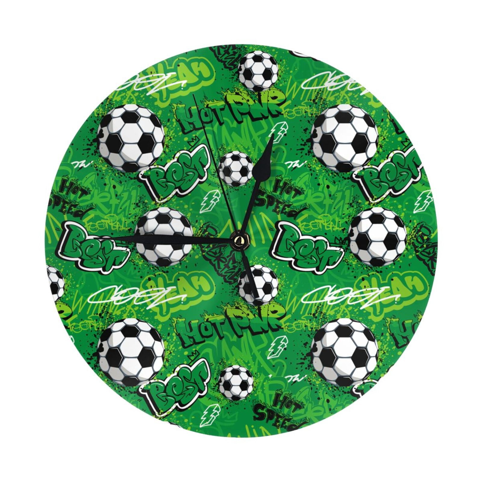 Wall Clock, cool green soccer football Wall Clocks Battery Operated ...