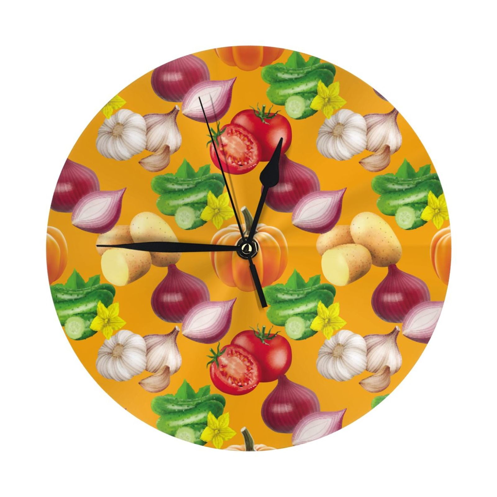 Wall Clock, cucumber onion Potato Wall Clocks Battery Operated Silent ...