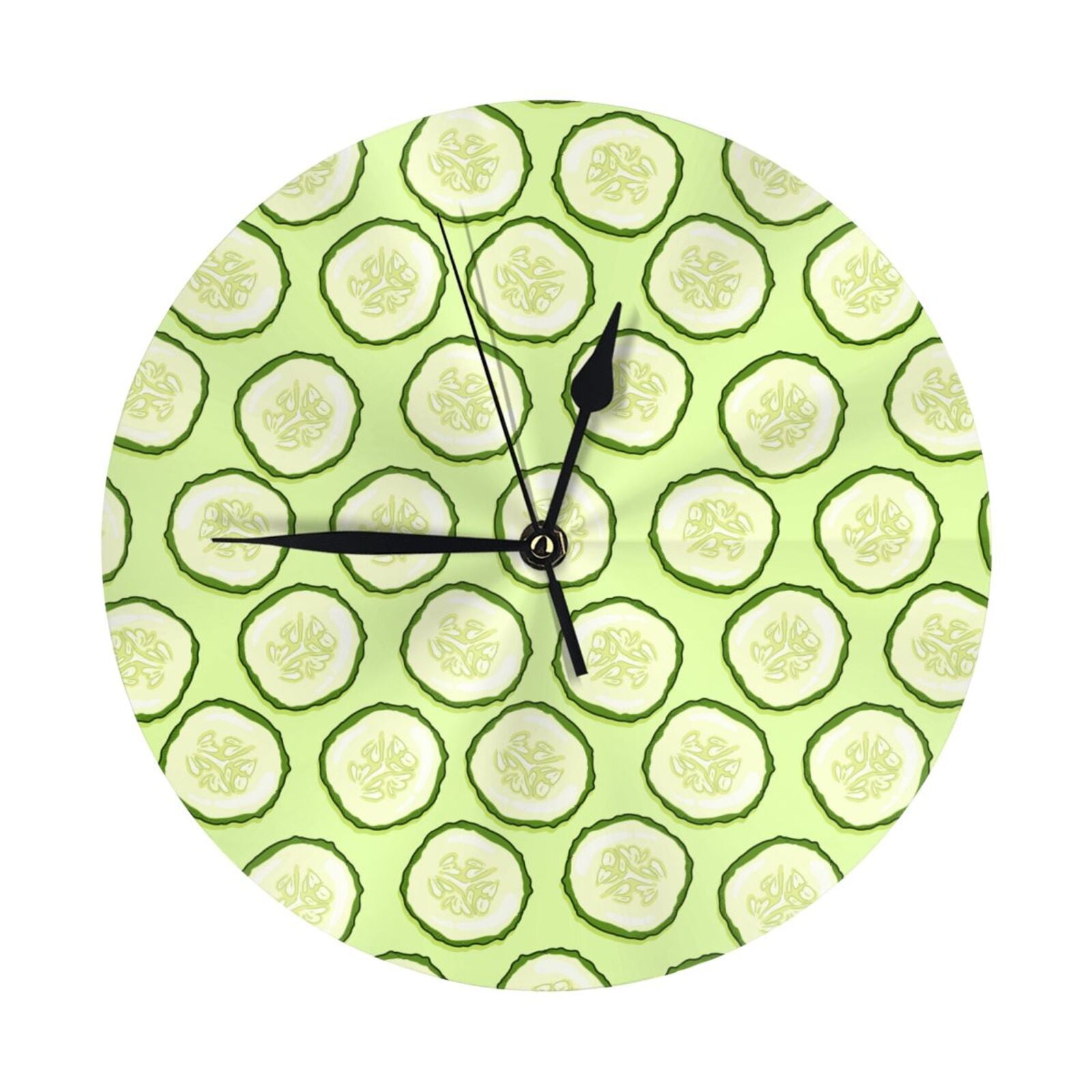 Wall Clock, cute Cucumber slices Wall Clocks Battery Operated Silent Kitchen Office Wall Clock ...