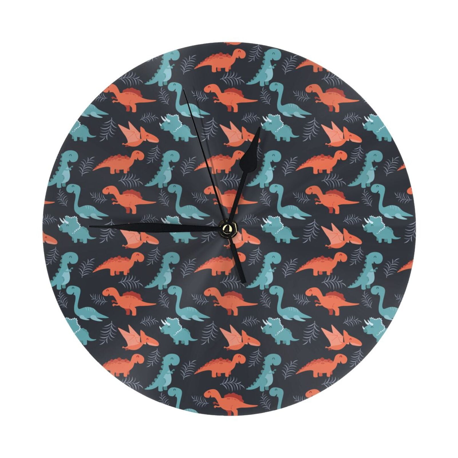 Wall Clock, cute Dinosaur B Wall Clocks Battery Operated Silent Kitchen ...