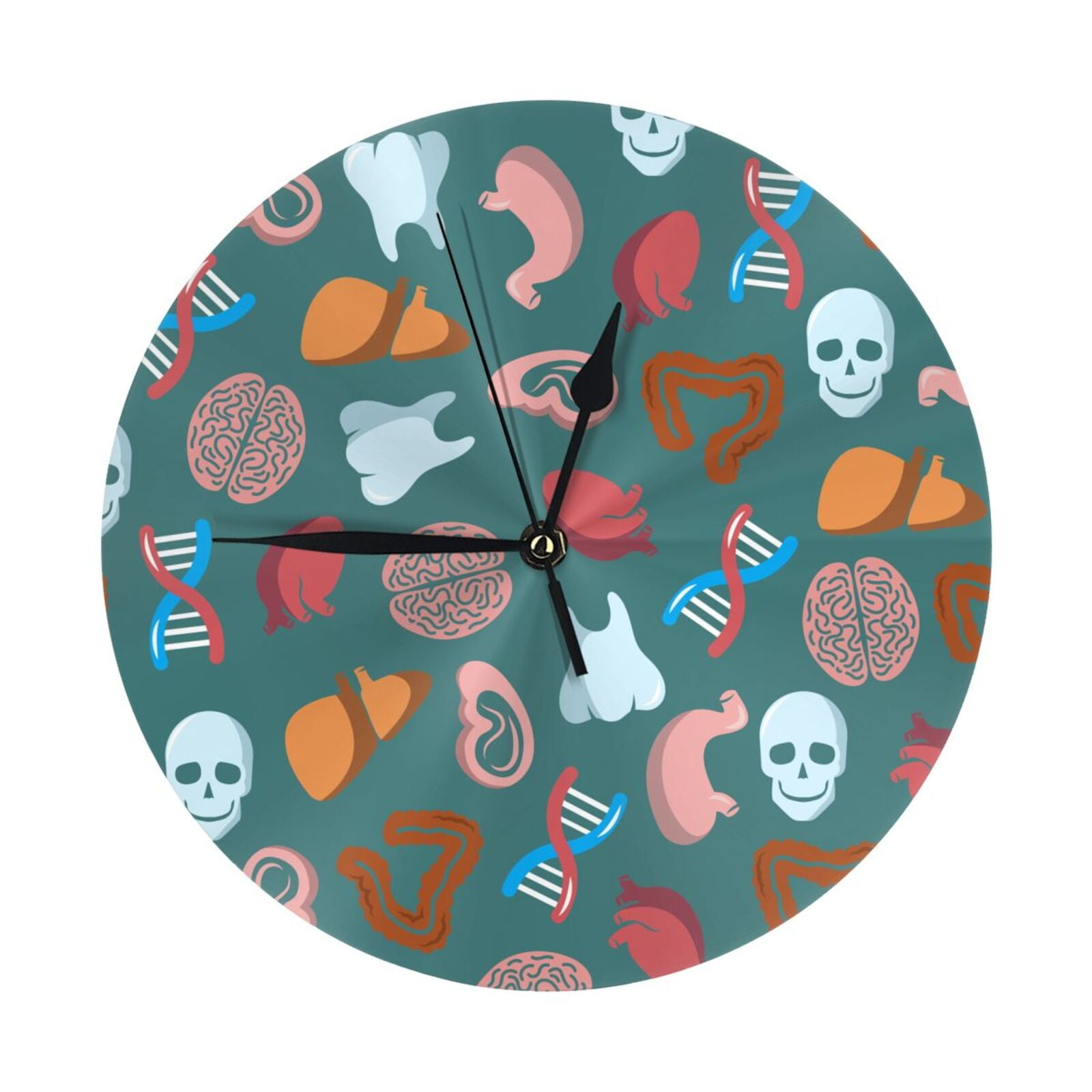 Wall Clock, cute Skull organ Wall Clocks Battery Operated Silent ...