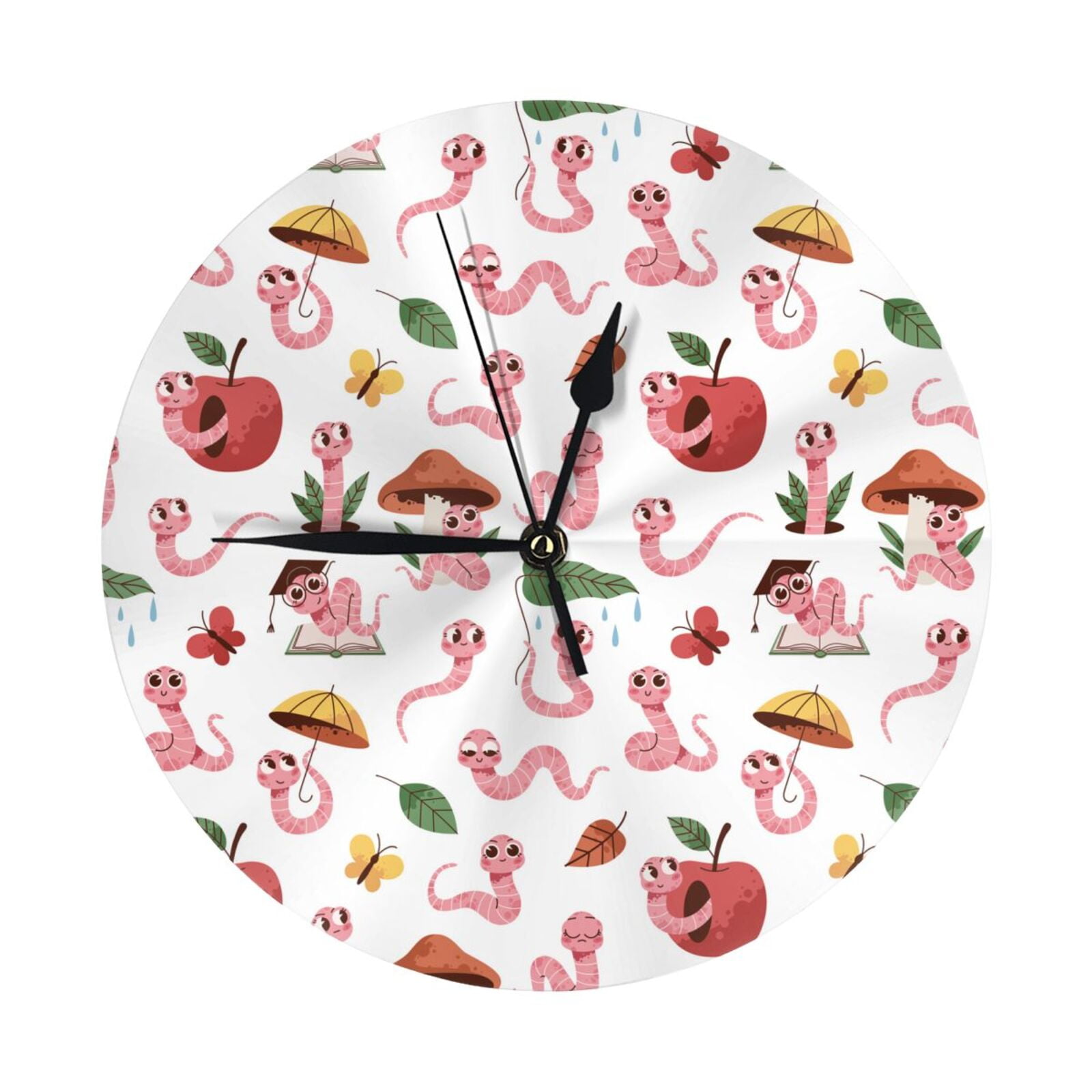 Wall Clock, cute animal D Wall Clocks Battery Operated Silent Kitchen ...