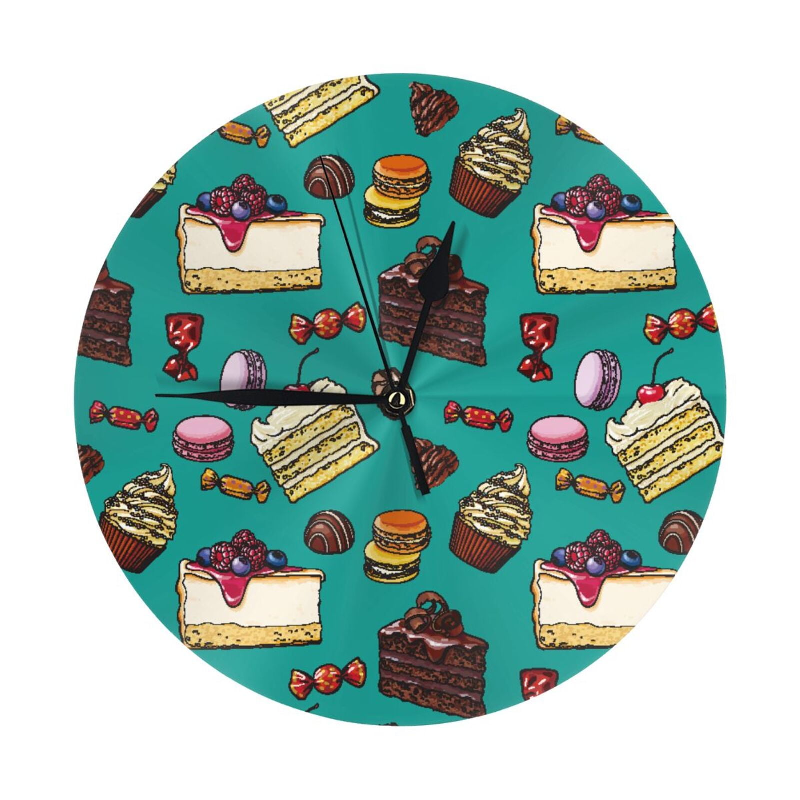 Wall Clock cute cake Wall Clocks Battery Operated, Modern Wall Clock ...