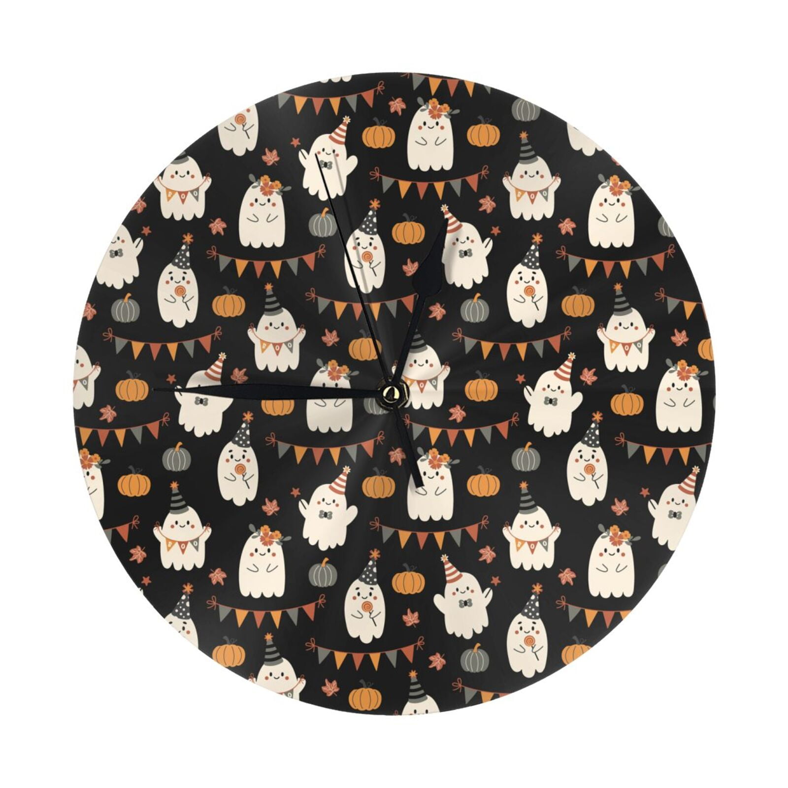 Wall Clock, cute cartoon ghost halloween Wall Clocks Battery Operated ...