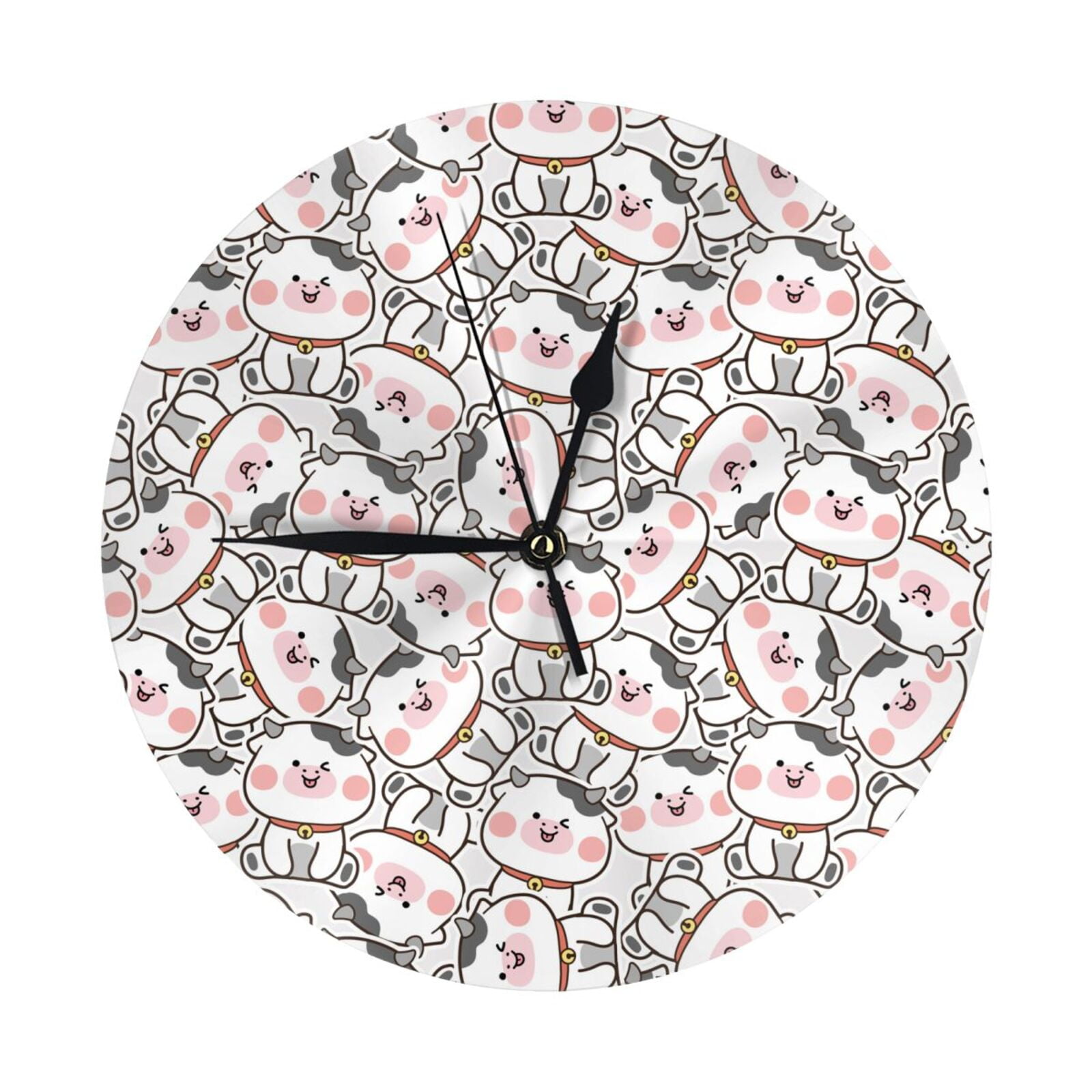 Wall Clock, cute cow cartoon Kawaii funny Wall Clocks Battery Operated ...