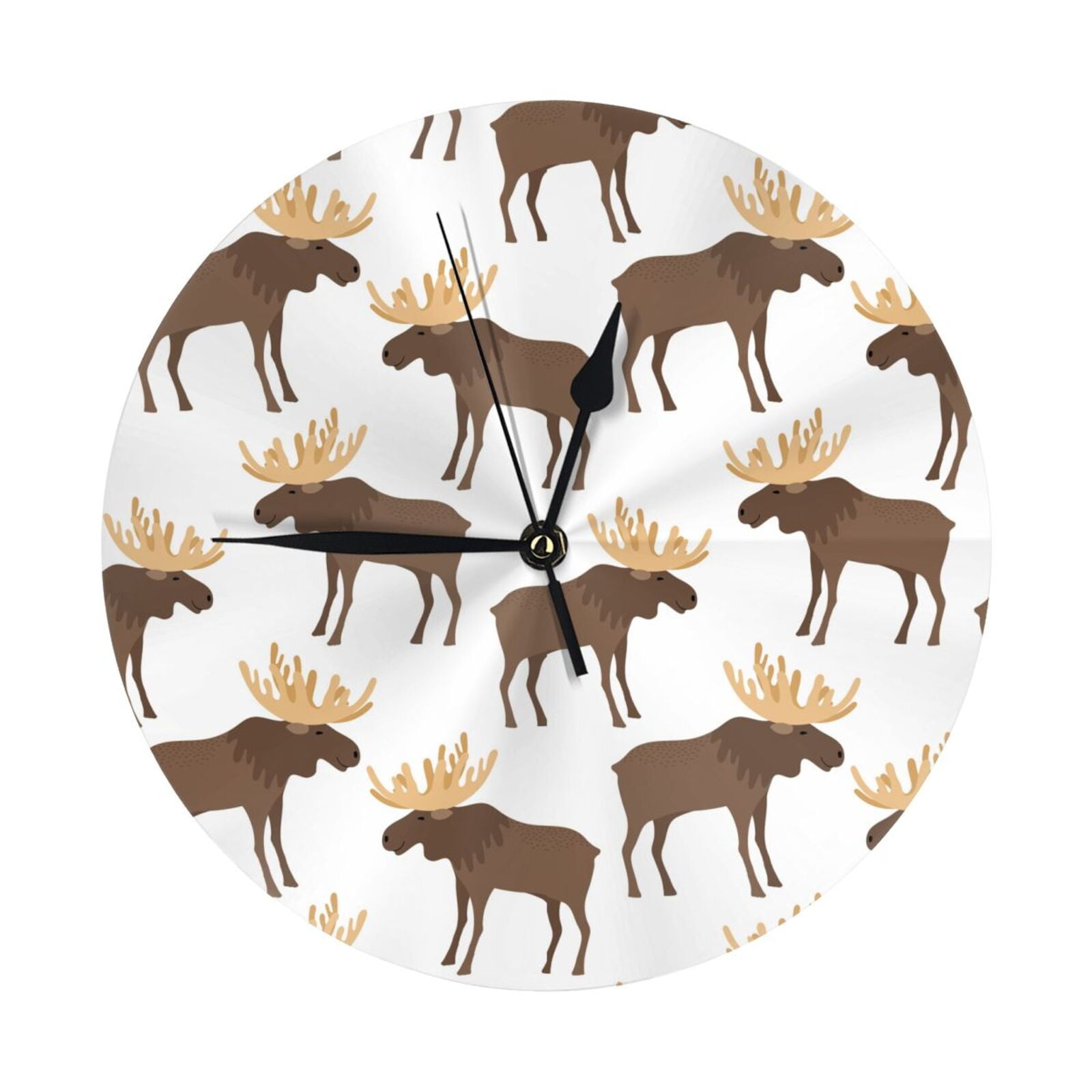 Wall Clock, cute moose horns elk cartoon Wall Clocks Battery Operated ...