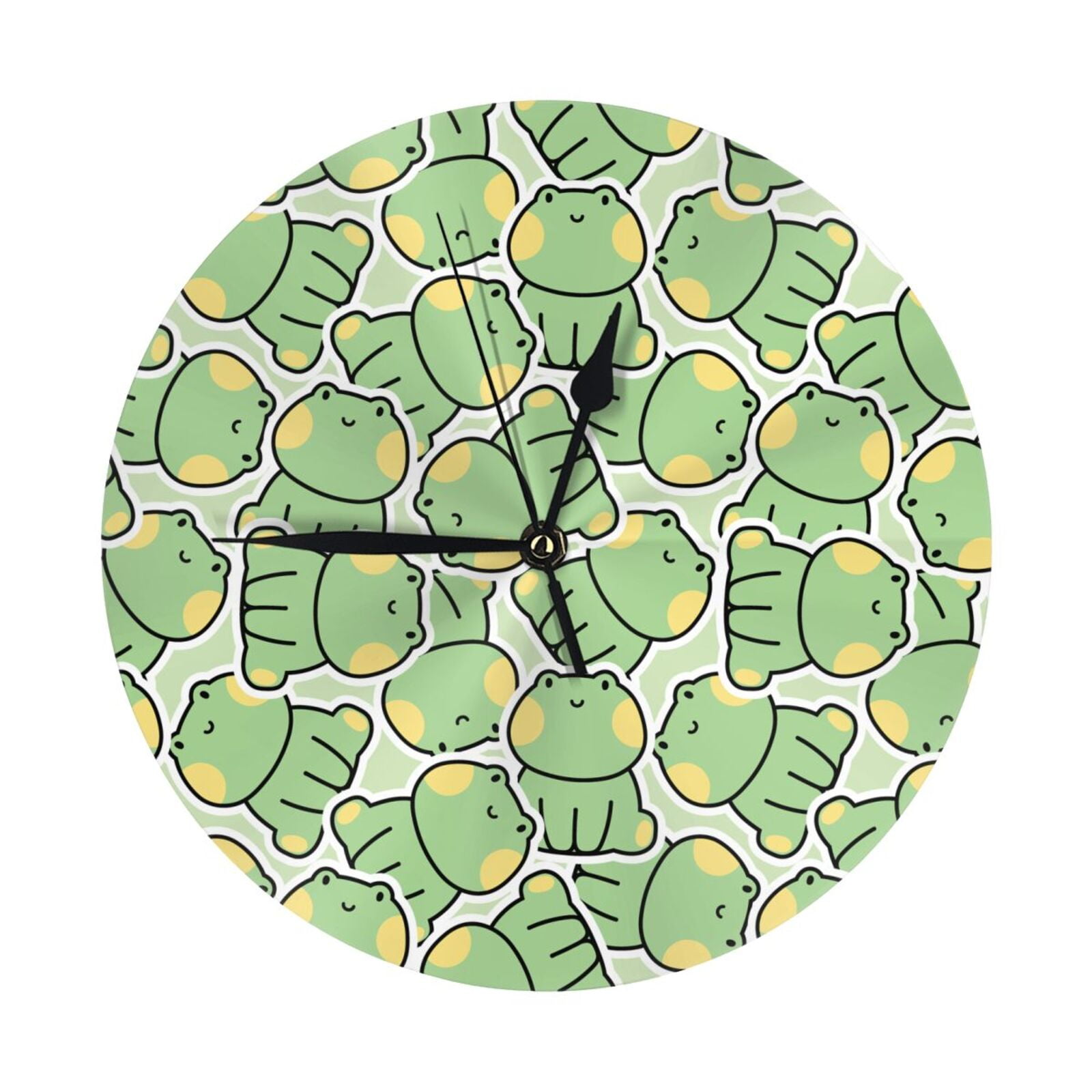 Wall Clock, cute smile frog green Wall Clocks Battery Operated Silent ...