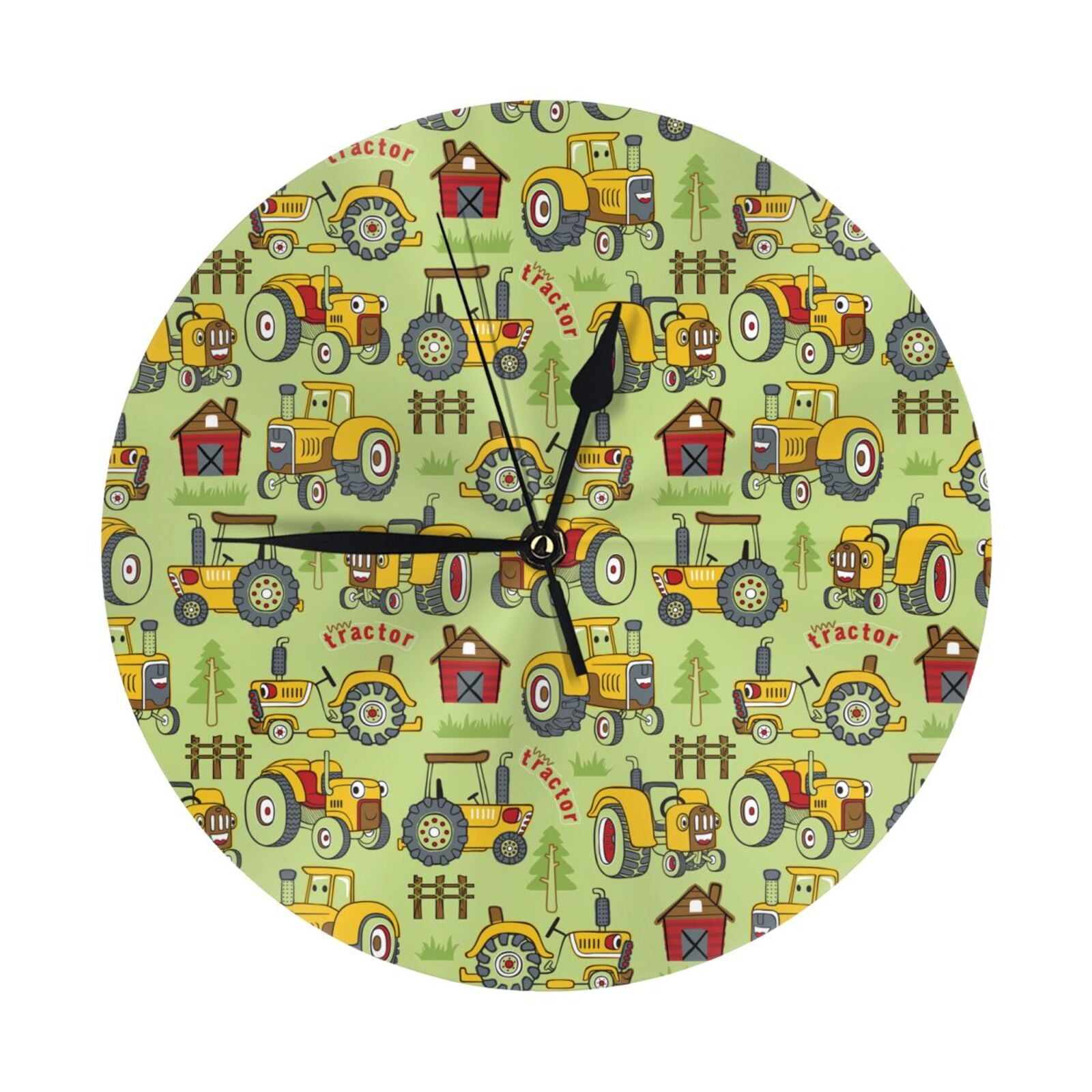 Wall Clock, cute tractor Wall Clocks Battery Operated Silent Kitchen ...