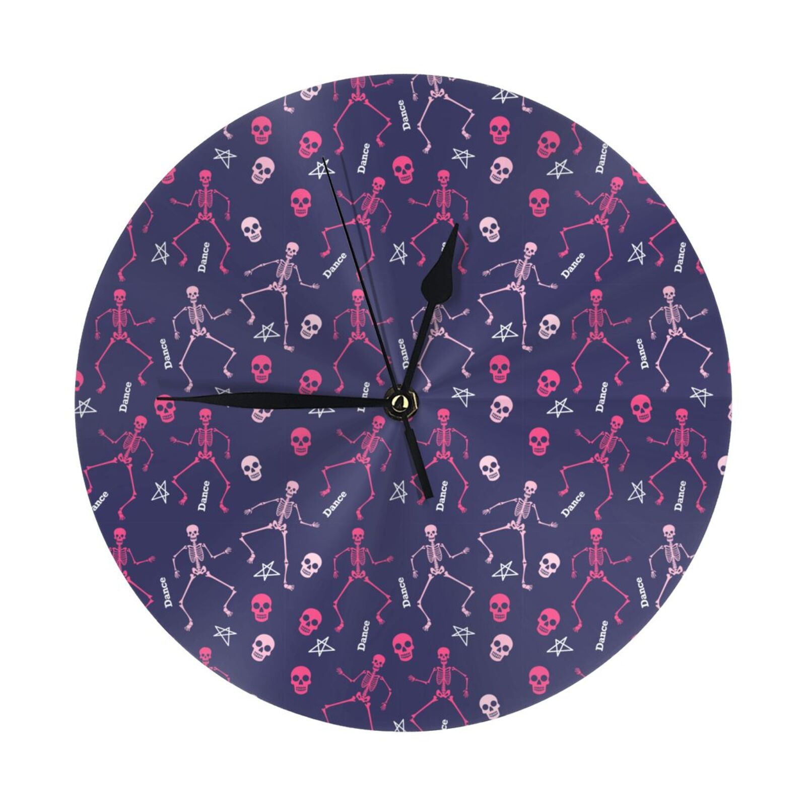 Wall Clock dance Skull star pink Wall Clocks Battery Operated, Modern ...