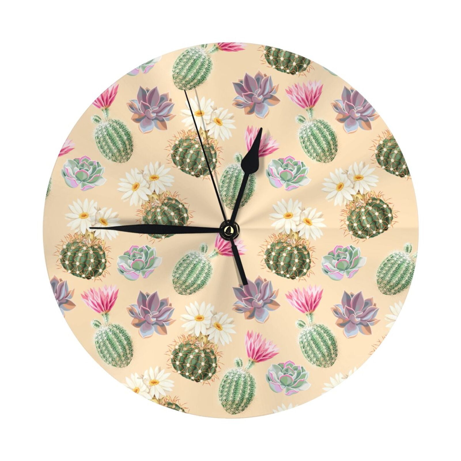 Wall Clock, desert Cactus Succulents Wall Clocks Battery Operated ...