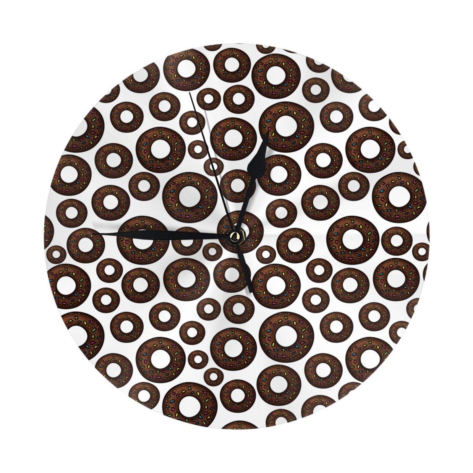 Wall Clock, donut brown Wall Clocks Battery Operated Silent Kitchen ...