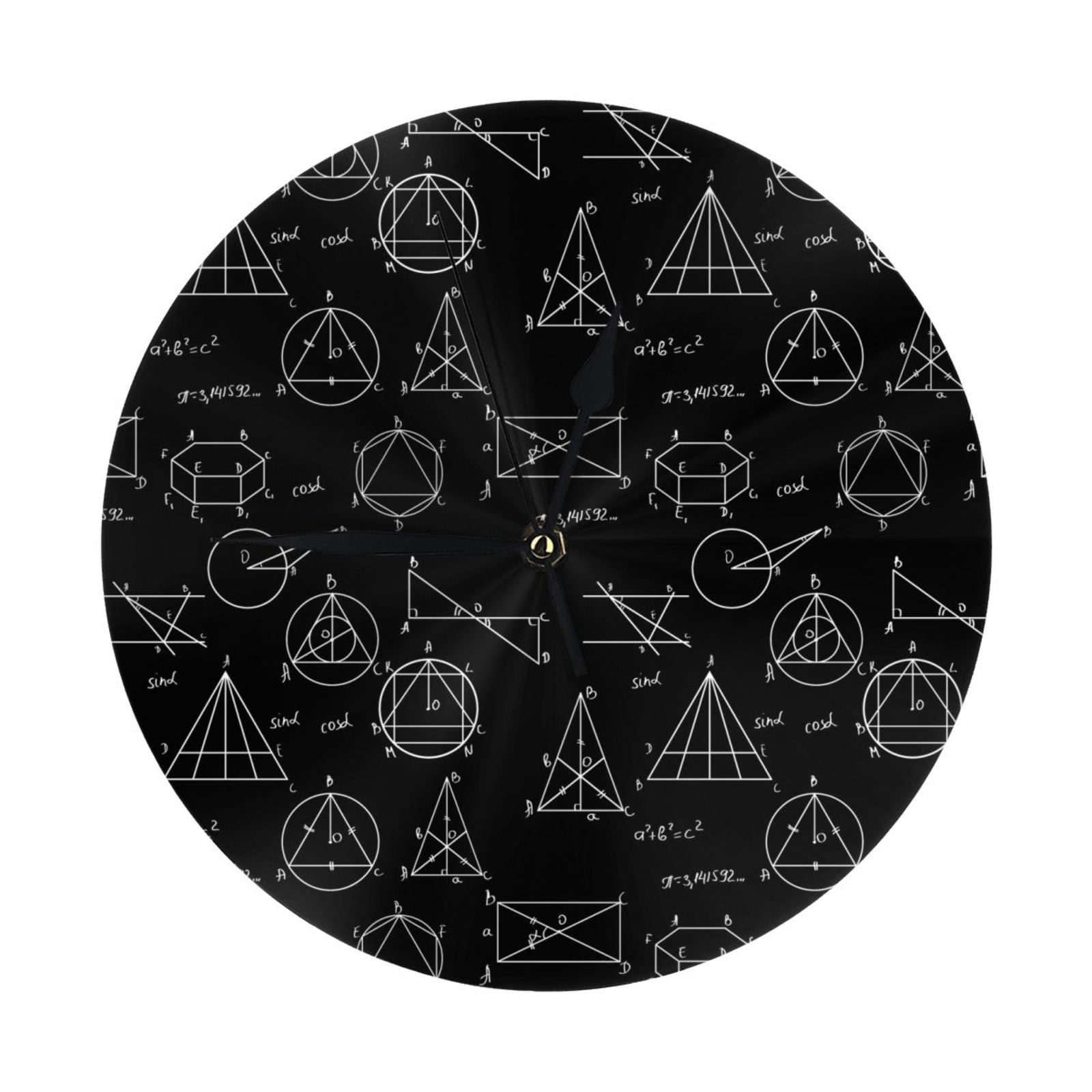 Wall Clock, equation Math Print black Wall Clocks Battery Operated ...