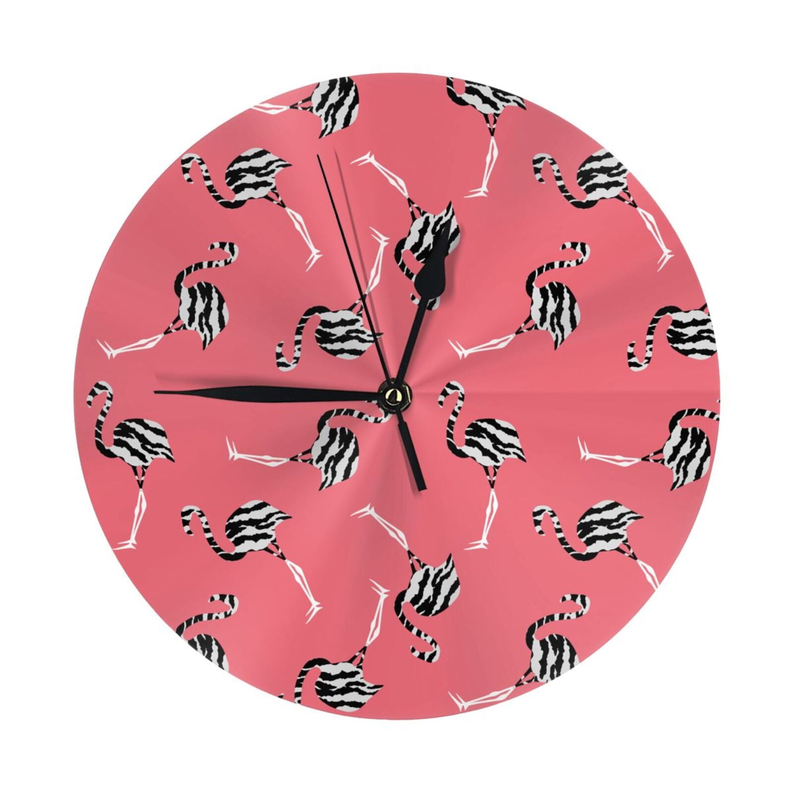 Wall Clock, flamingo zebra print pink Wall Clocks Battery Operated ...