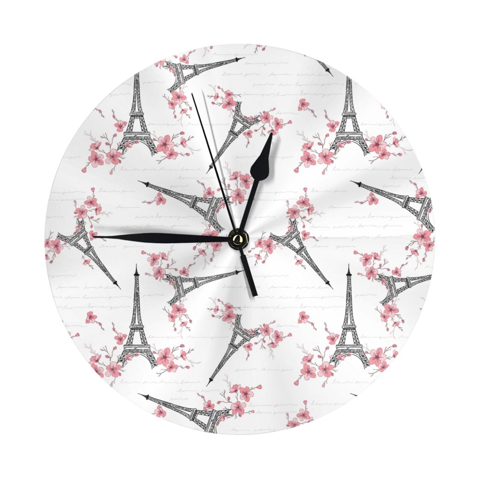 Wall Clock, flower Tower Wall Clocks Battery Operated Silent Kitchen ...
