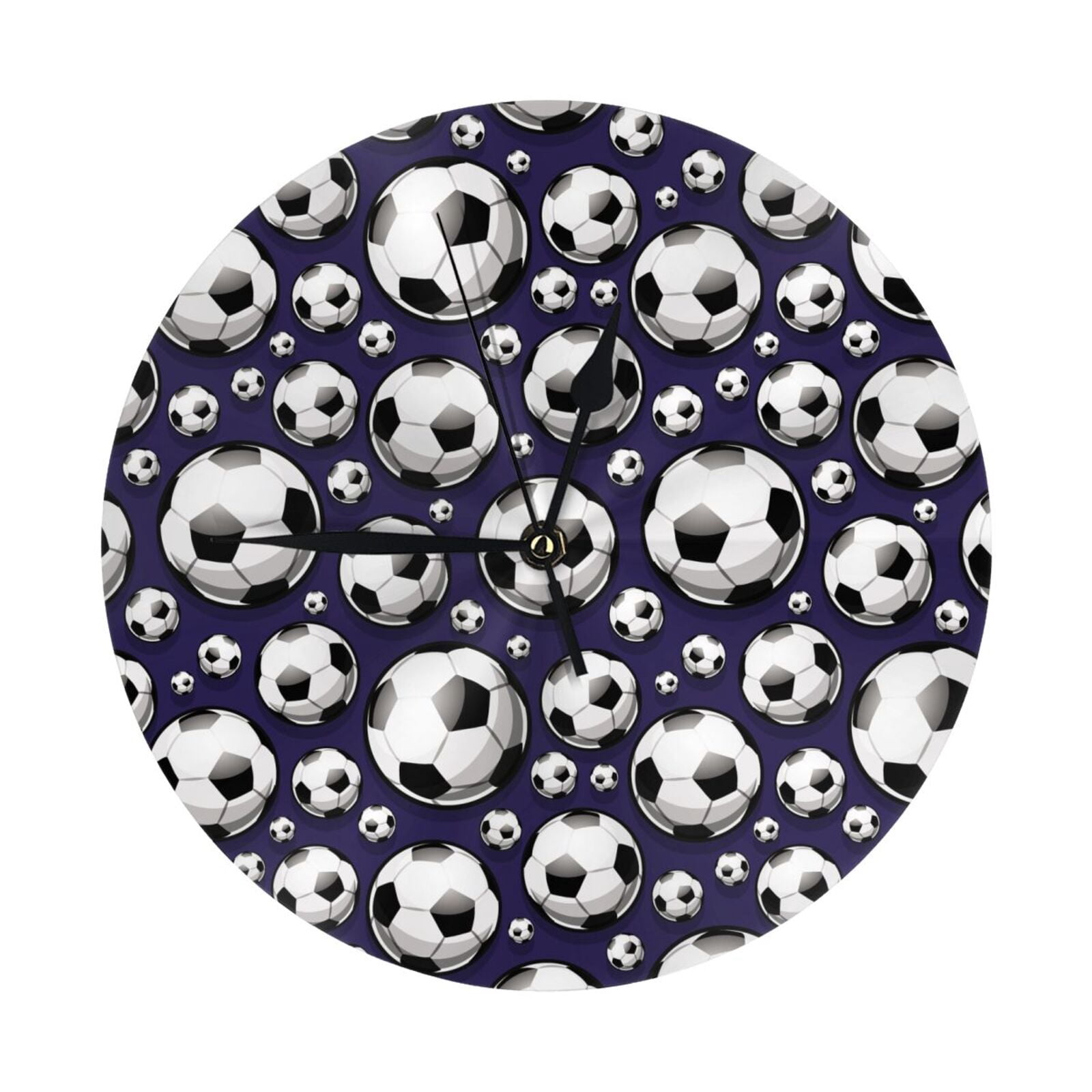 Wall Clock, football soccer ball navyblue Wall Clocks Battery Operated ...