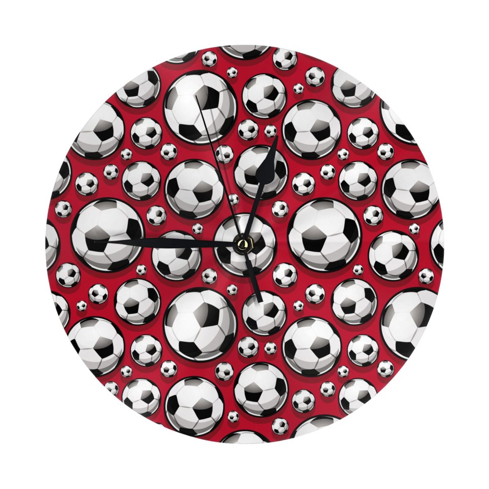 Wall Clock, football soccer ball red Wall Clocks Battery Operated ...