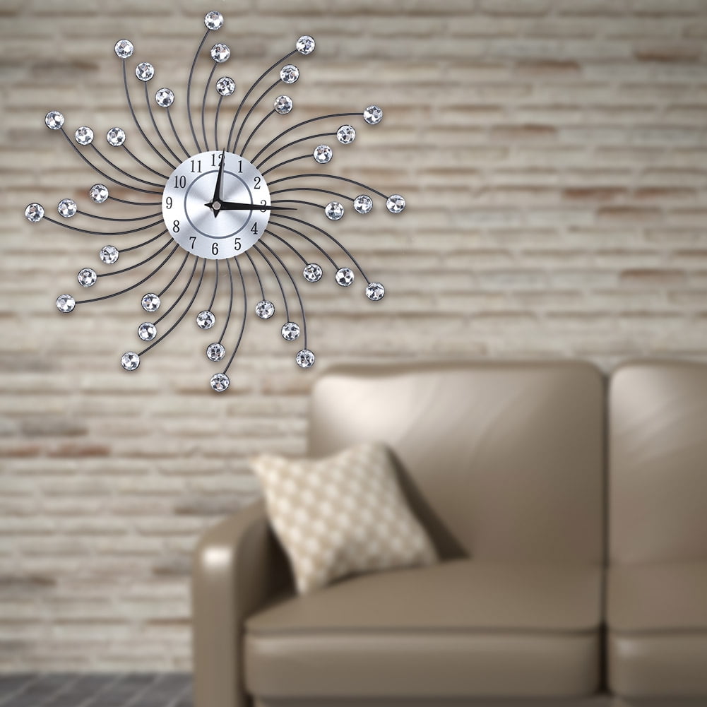 Designer Modern Decor Wall Clock, Metallic Silver Flower-Shape for ...