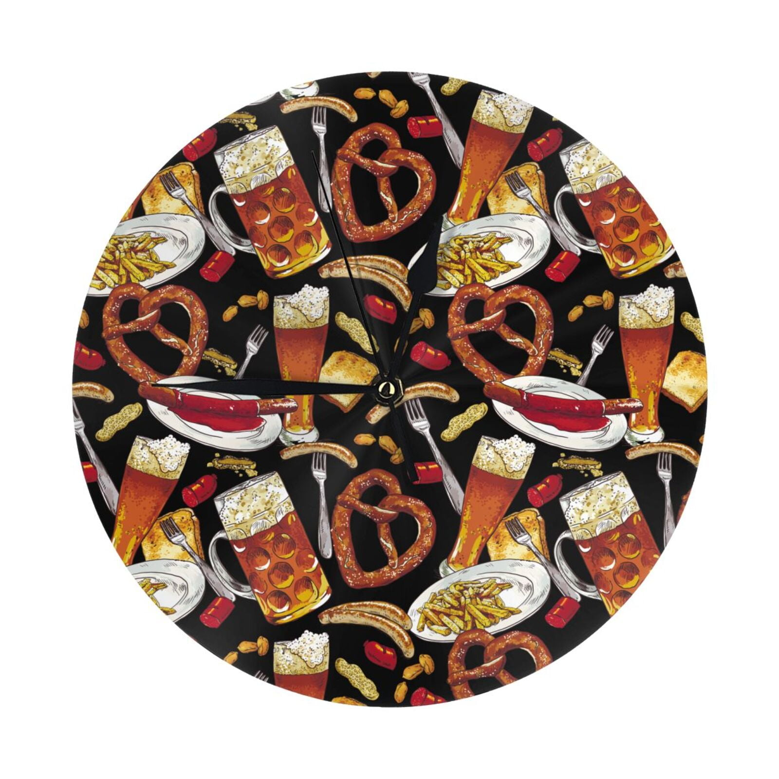 Wall Clock, fries beer sausage Wall Clocks Battery Operated Silent ...