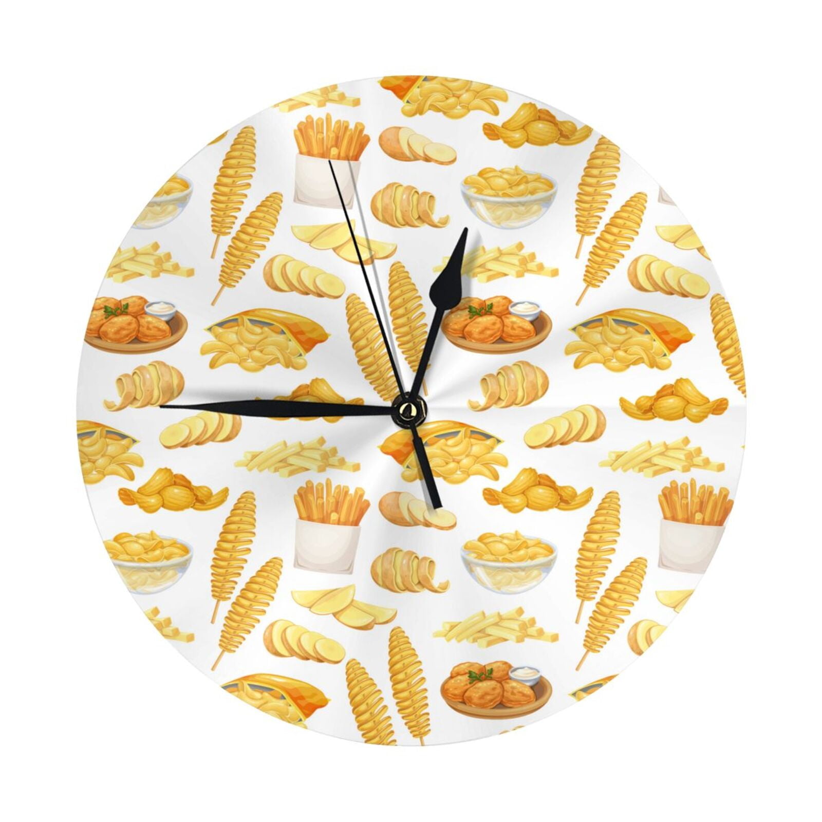 Wall Clock fries potato chips Wall Clocks Battery Operated, Modern Wall ...