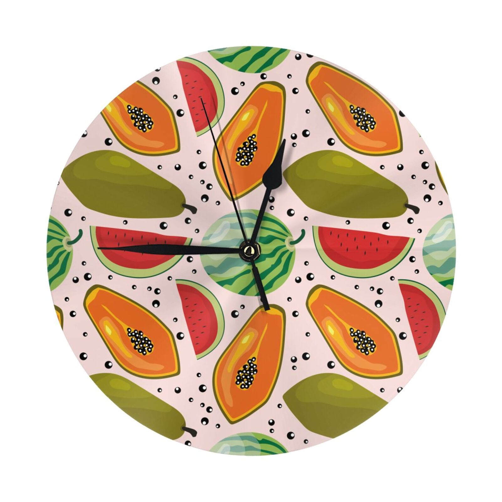 Wall Clock, fruit pattern Wall Clocks Battery Operated Silent Kitchen ...