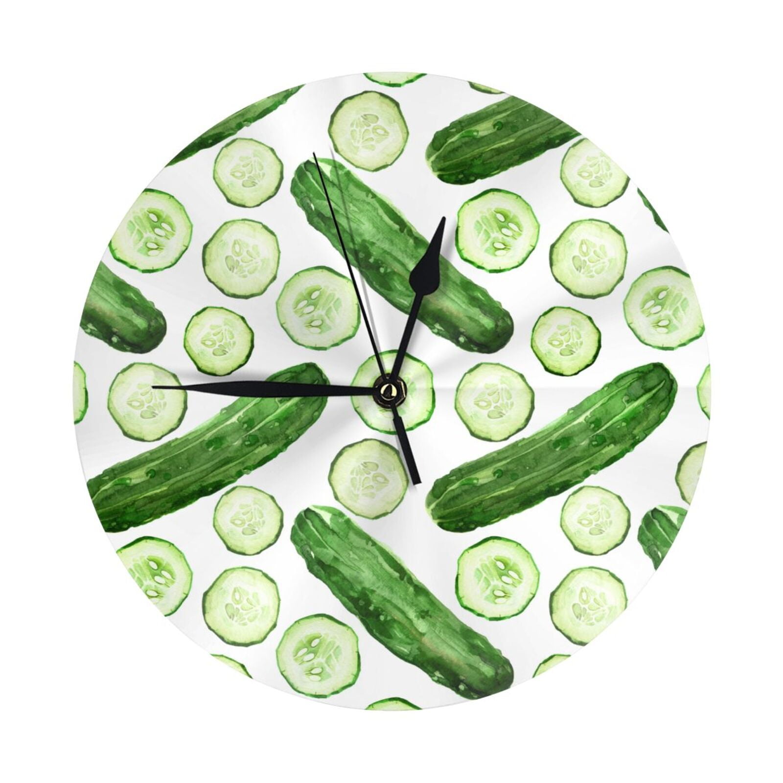Wall Clock funny Cucumber Print Wall Clocks Battery Operated, Modern ...