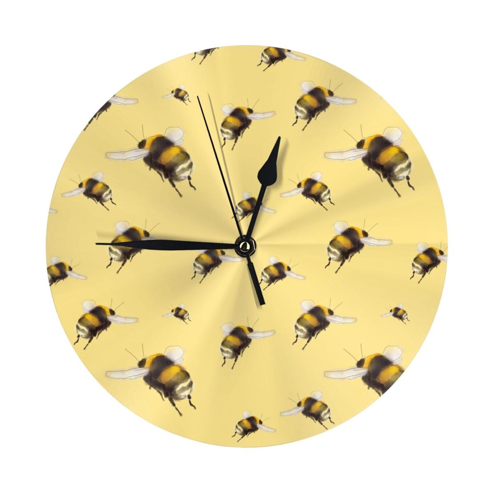Wall Clock - funny bumblebees yellow 9.8 Inch Silent Non Ticking Modern ...