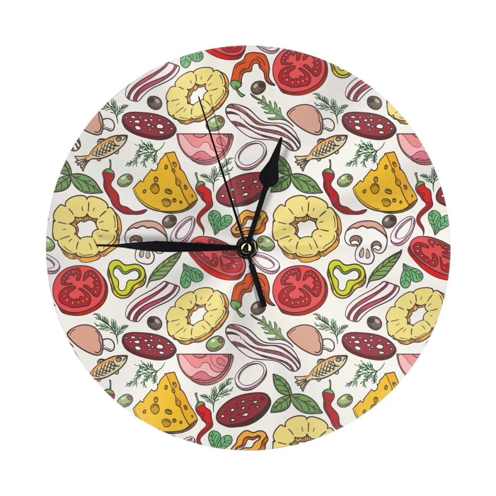 Wall Clock, funny food Wall Clocks Battery Operated Silent Kitchen ...