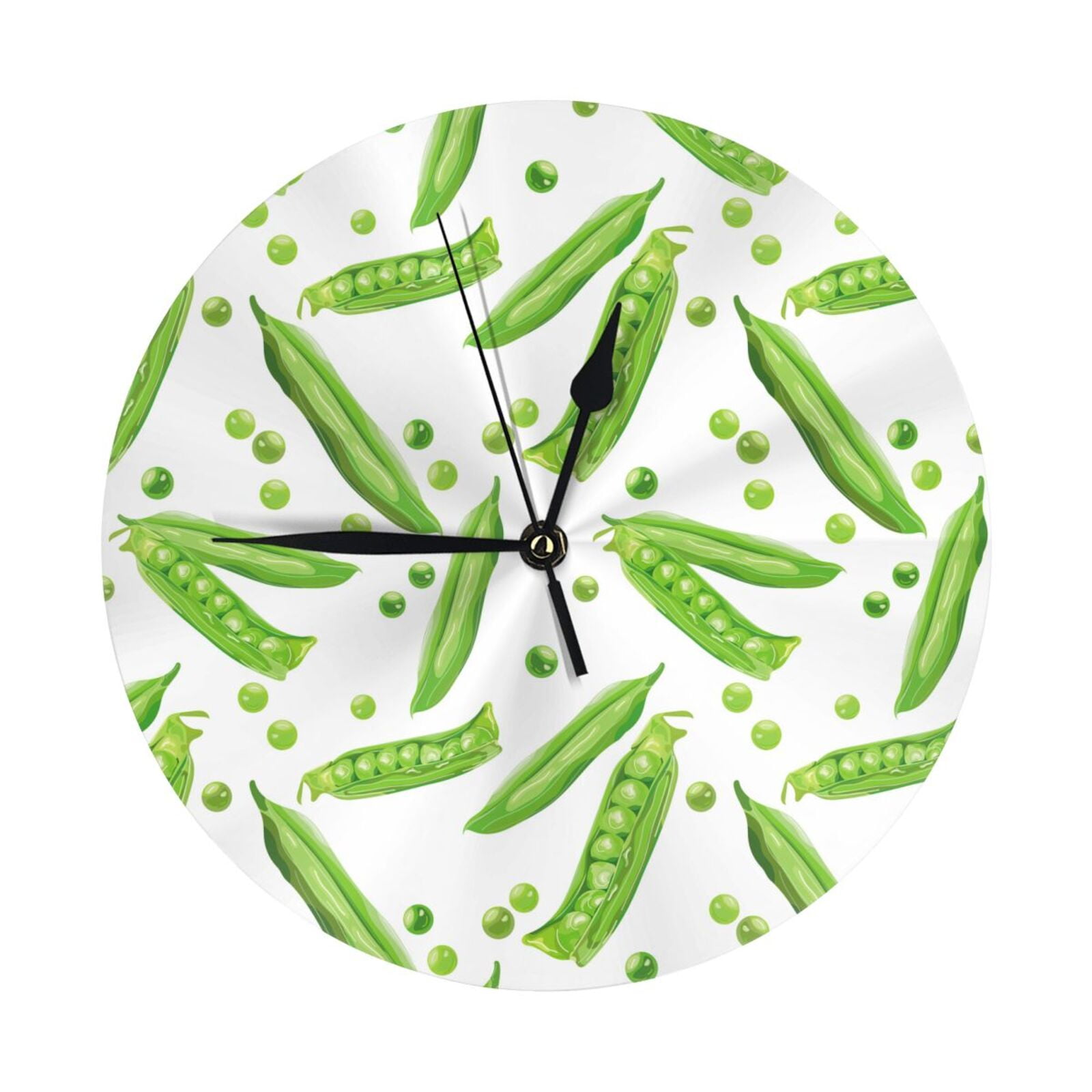 Wall Clock, funny green Peas Wall Clocks Battery Operated Silent ...