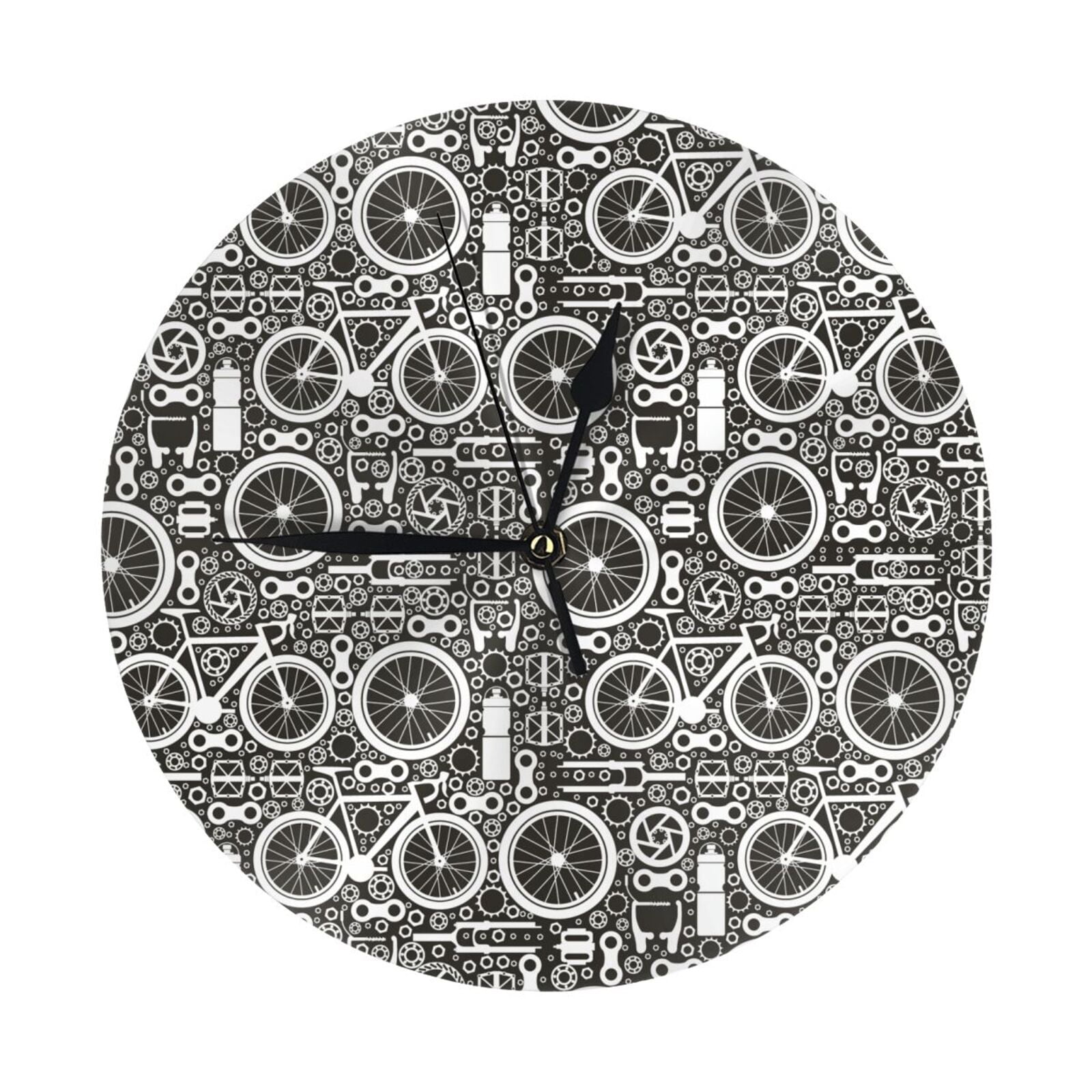 Wall Clock, gear Bike Pattern Wall Clocks Battery Operated Silent Kitchen Office Wall Clock ...
