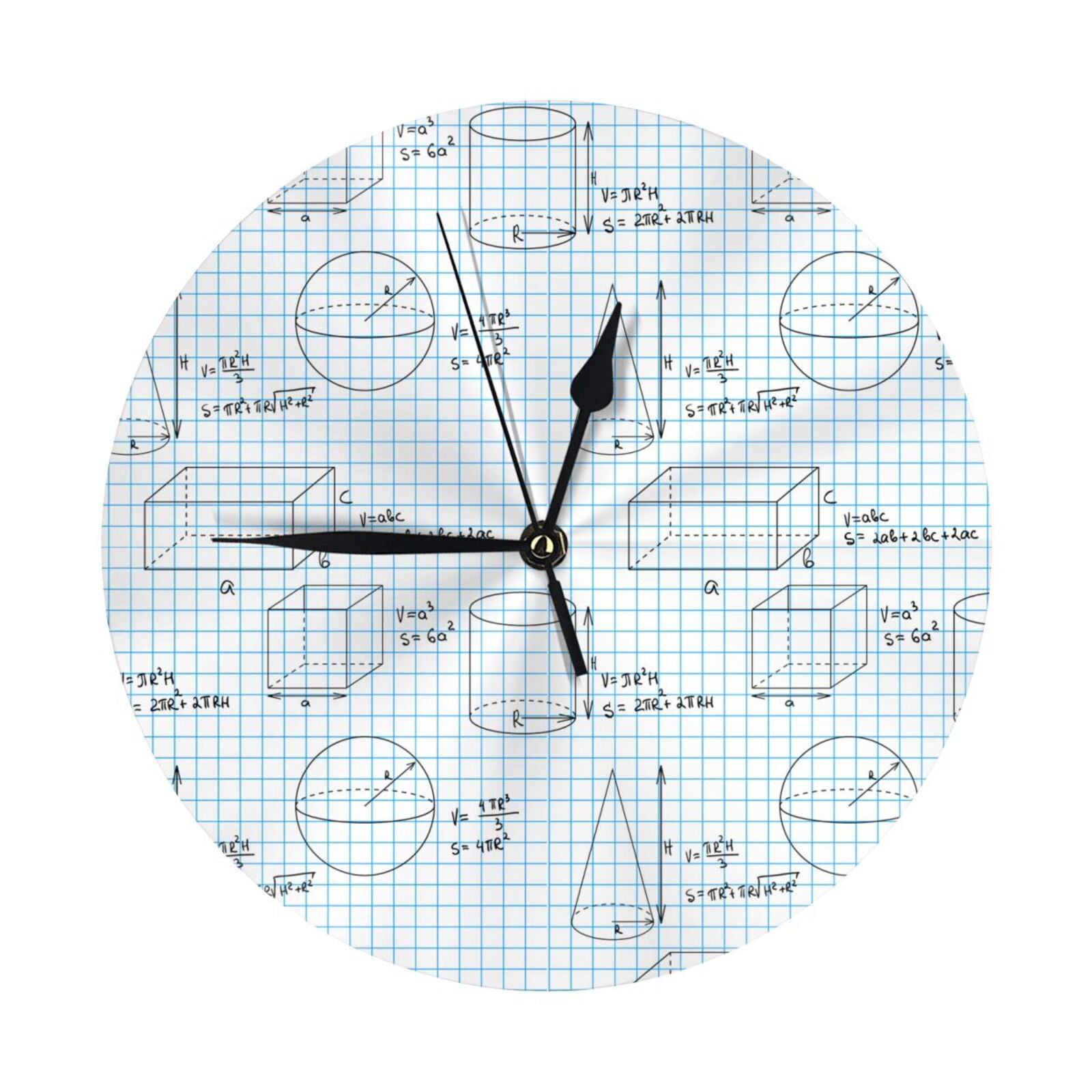 Wall Clock, geometry Math Print Wall Clocks Battery Operated Silent ...