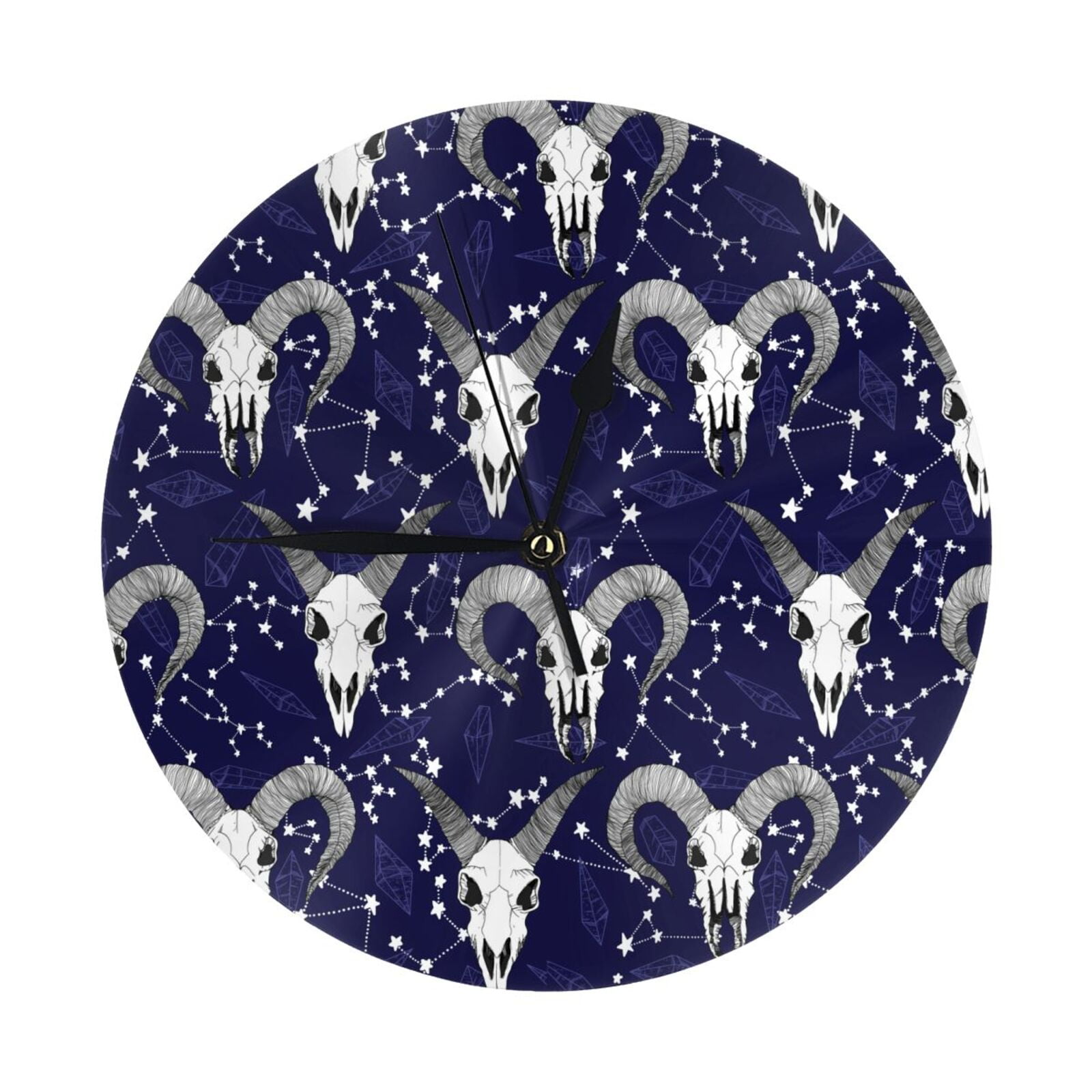 Wall Clock, goat skull star navyblue Wall Clocks Battery Operated ...